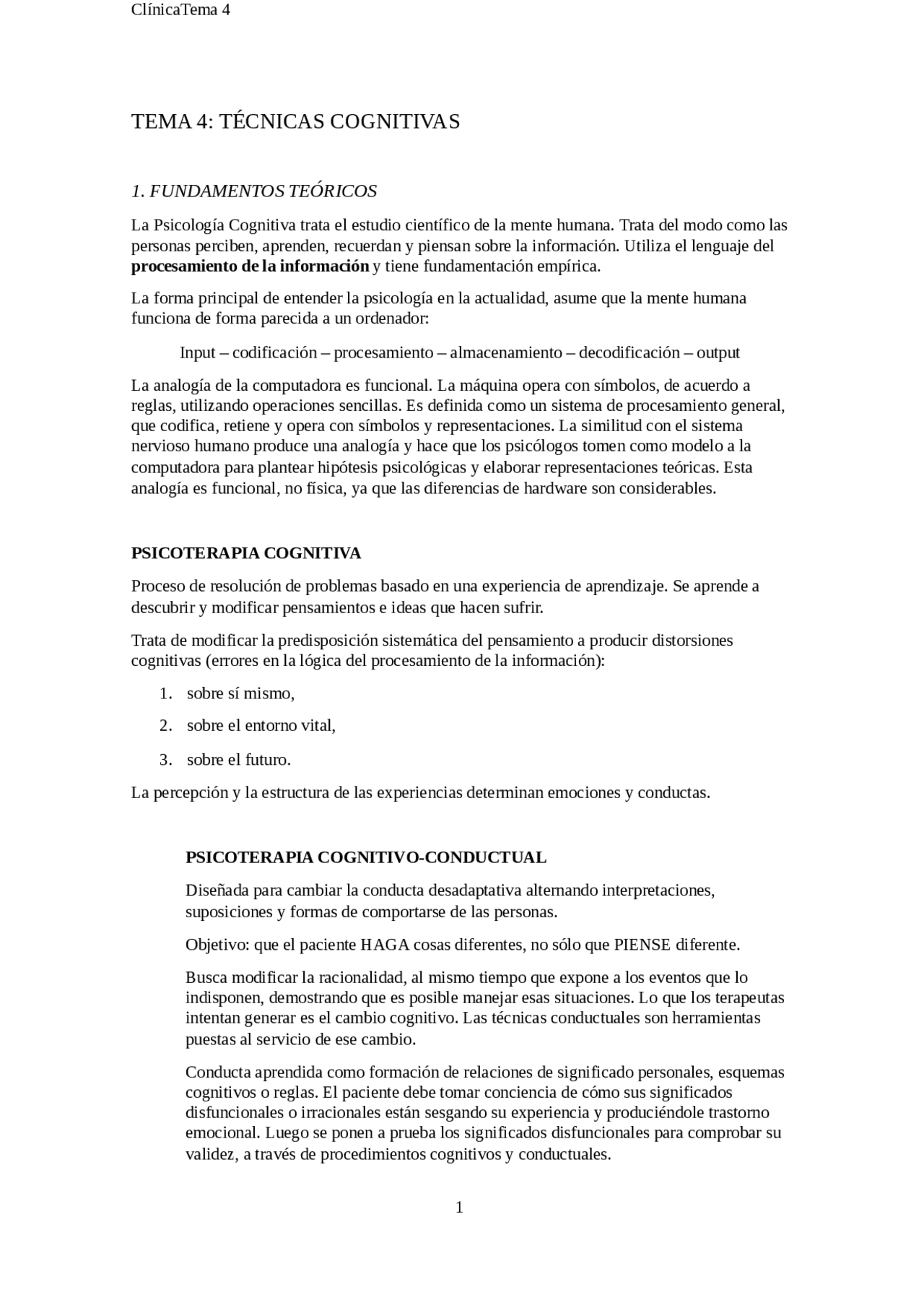 Tema 4 Intervencion Y Tratamiento Psico Clinica Docsity