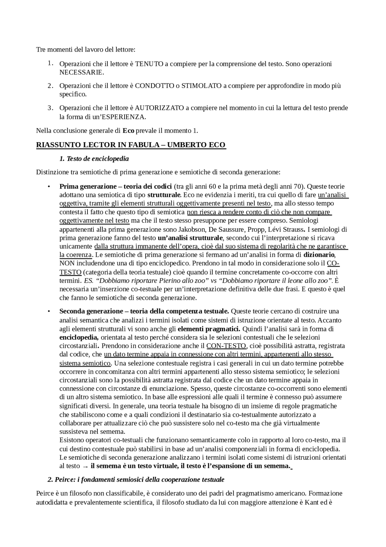 Riassunto Lector In Fabula Eco Docsity