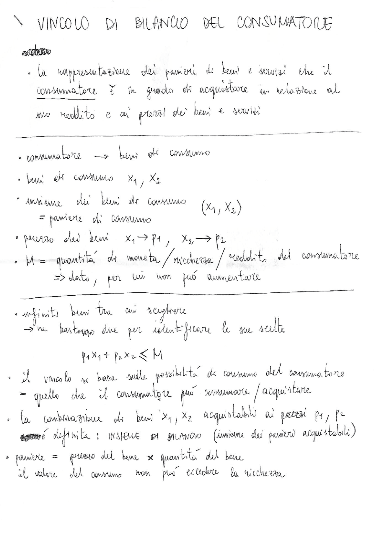 Microeconomia Vincolo Di Bilancio Docsity