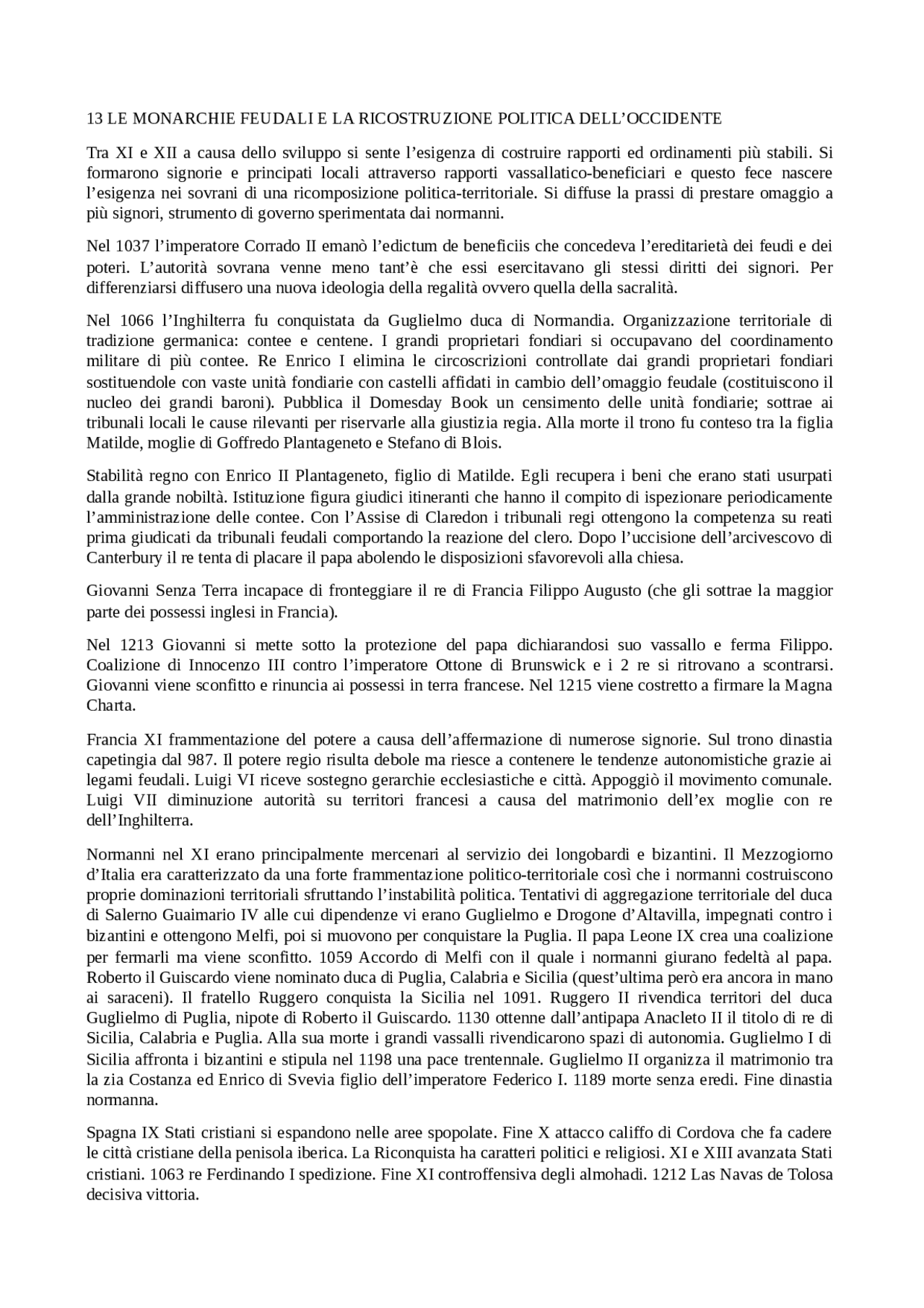 Riassunto Libro Storia Medievale Docsity