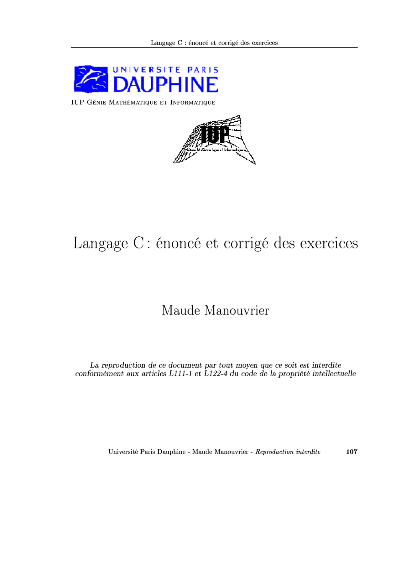 Tous Les Exercice De Langage C Docsity