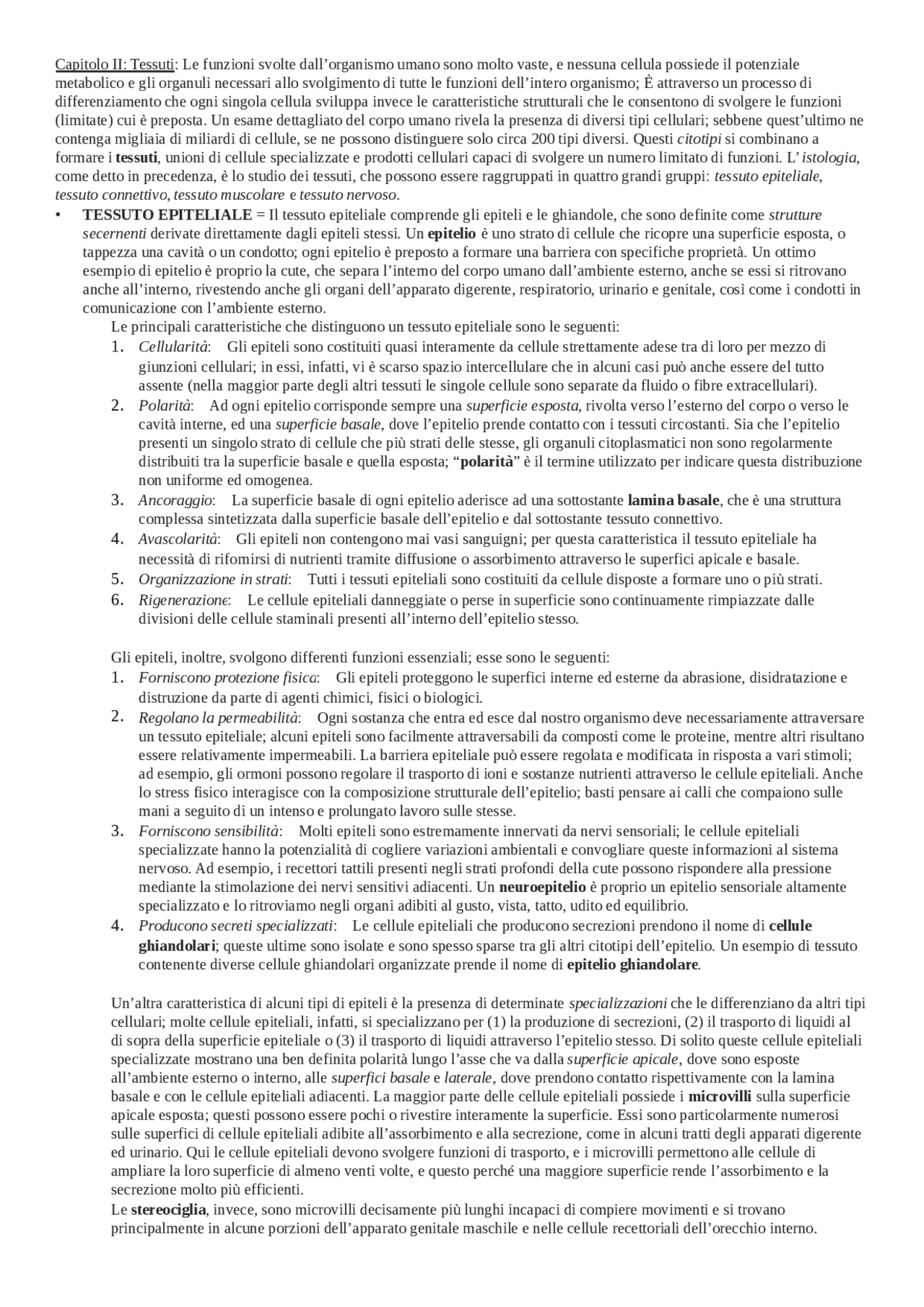 Appunti Di Istologia Appunti Di Istologia Docsity