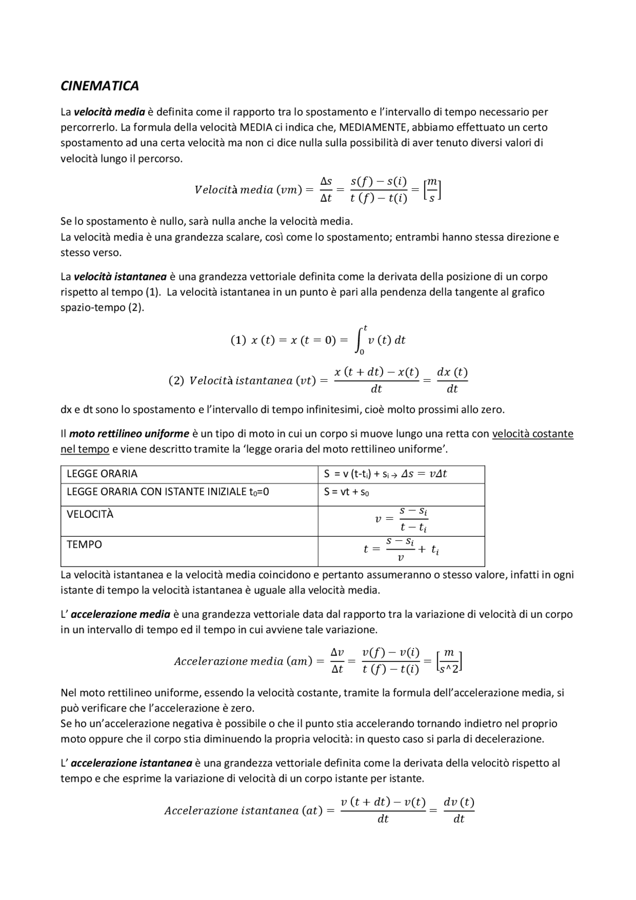 CINEMATICA E DINAMICA - Docsity