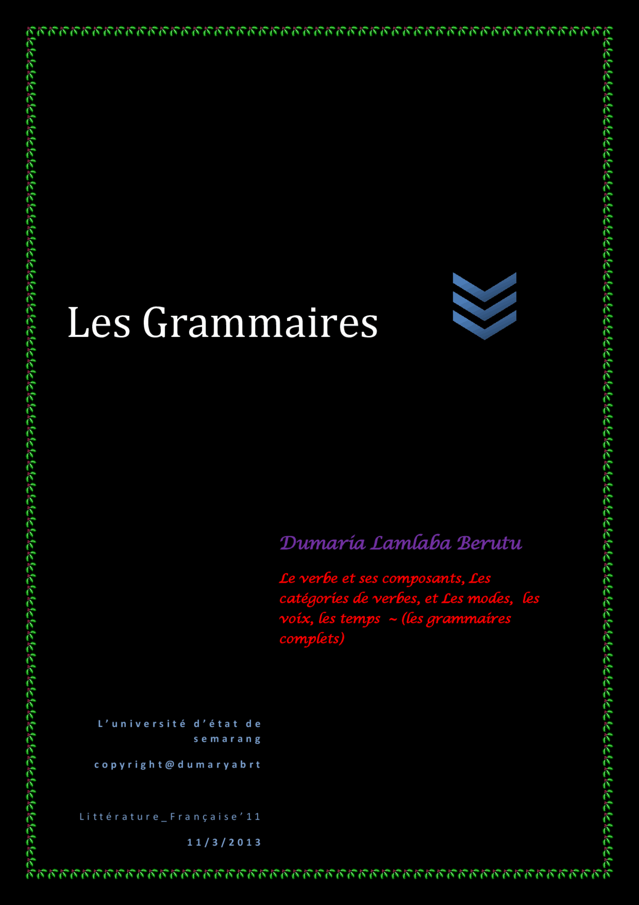 La Grammaire Francais Docsity