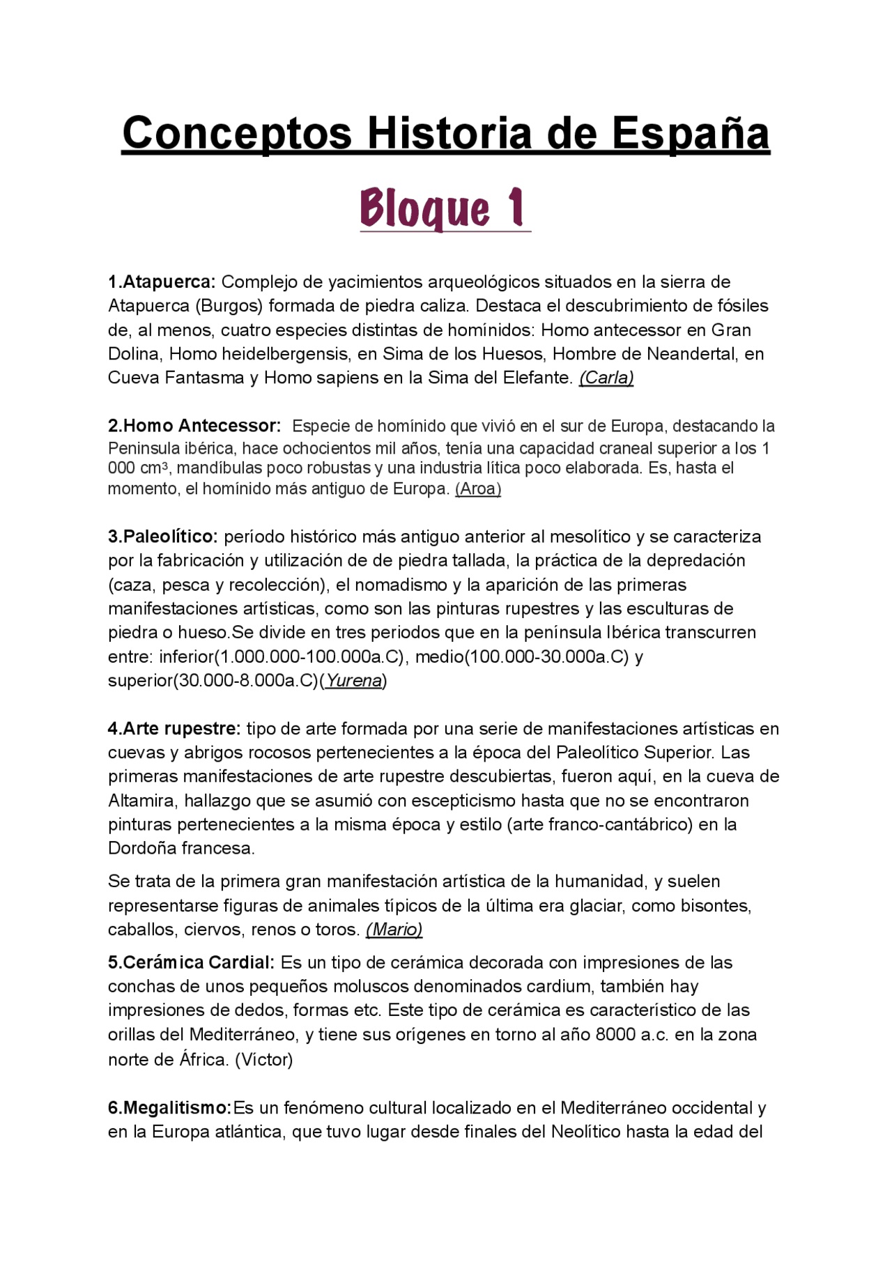 Conceptos Historia De EspaÑa 2º Bach Docsity