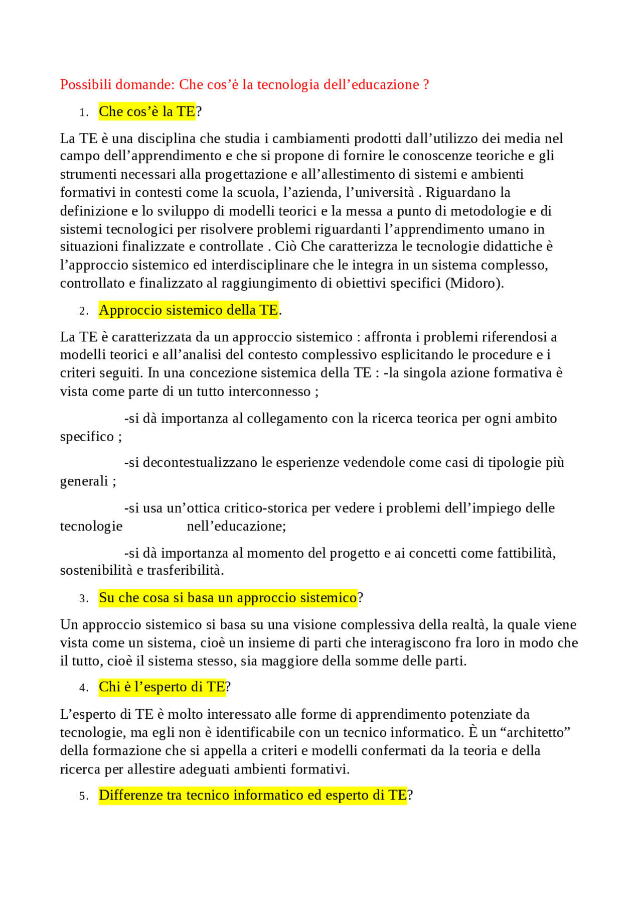 Domande Di Tecnologia Appunti Di Elementi Di Informatica Docsity