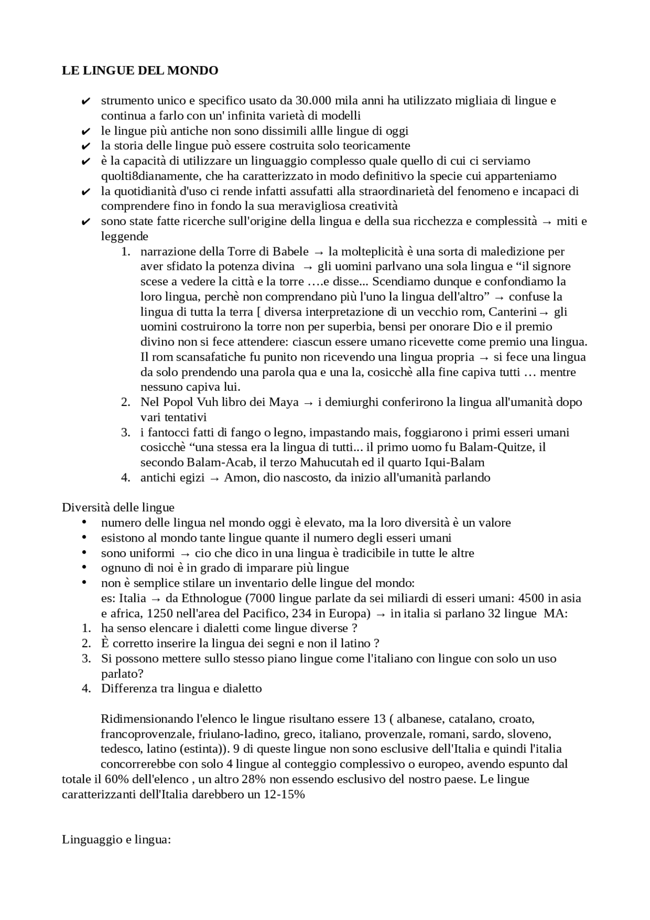 Le Lingue Del Mondo Soravia Docsity