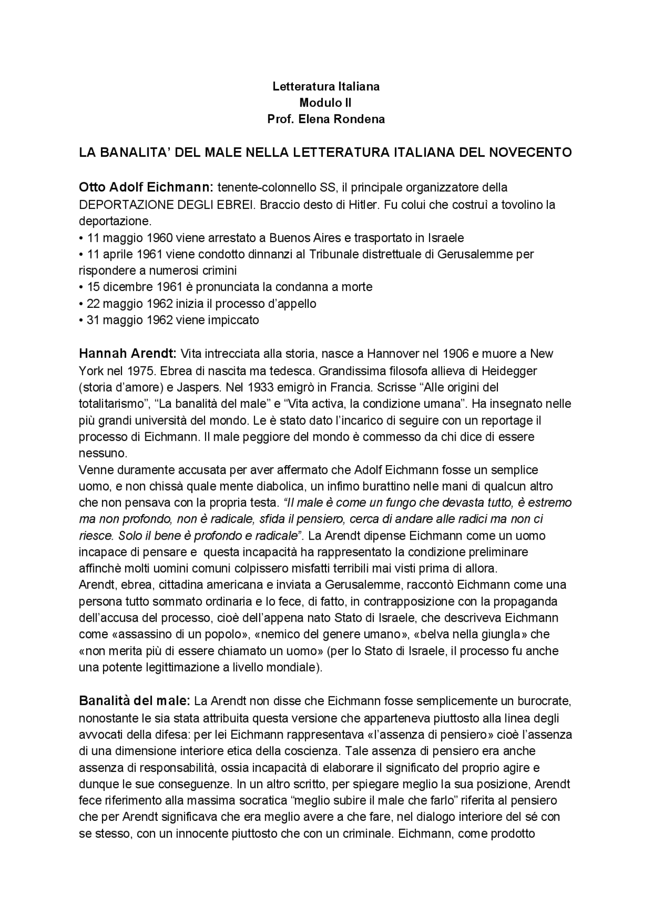 Letteratura italiana secondo modulo - Docsity