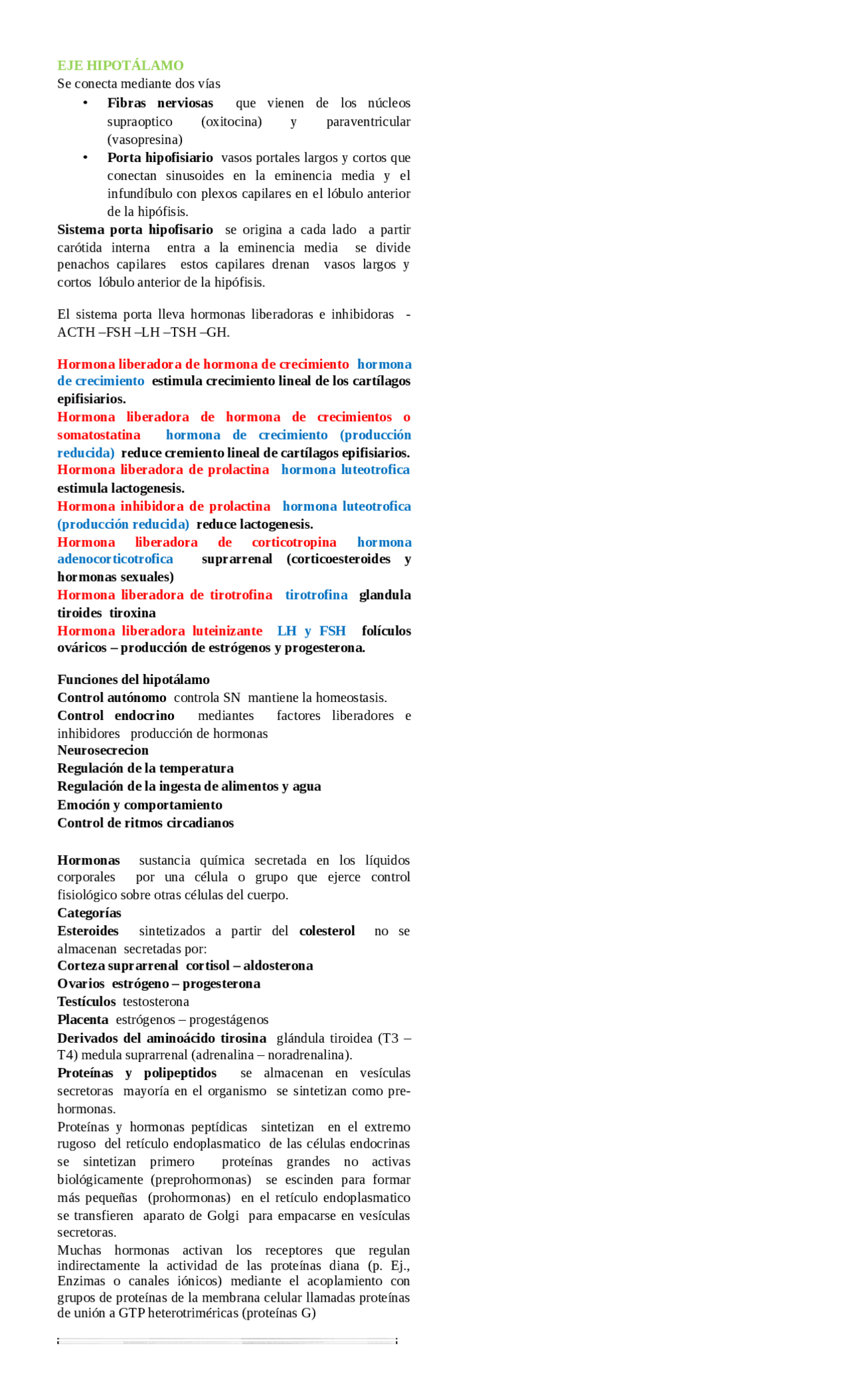 Fisiologia De Las Diferentes Hormonas Endocrinas Docsity