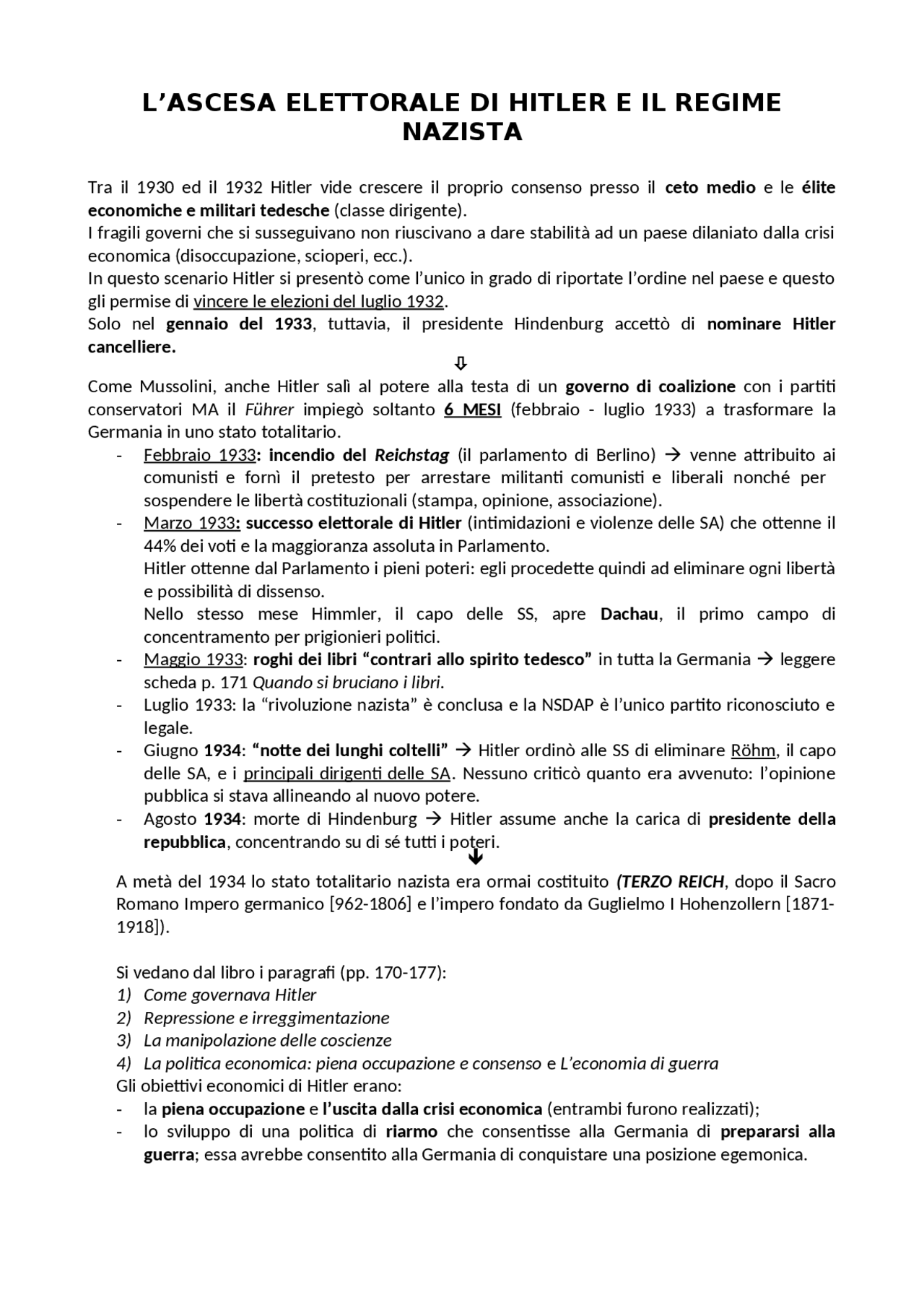 Il Regime Nazista Schemi E Riassunti Docsity