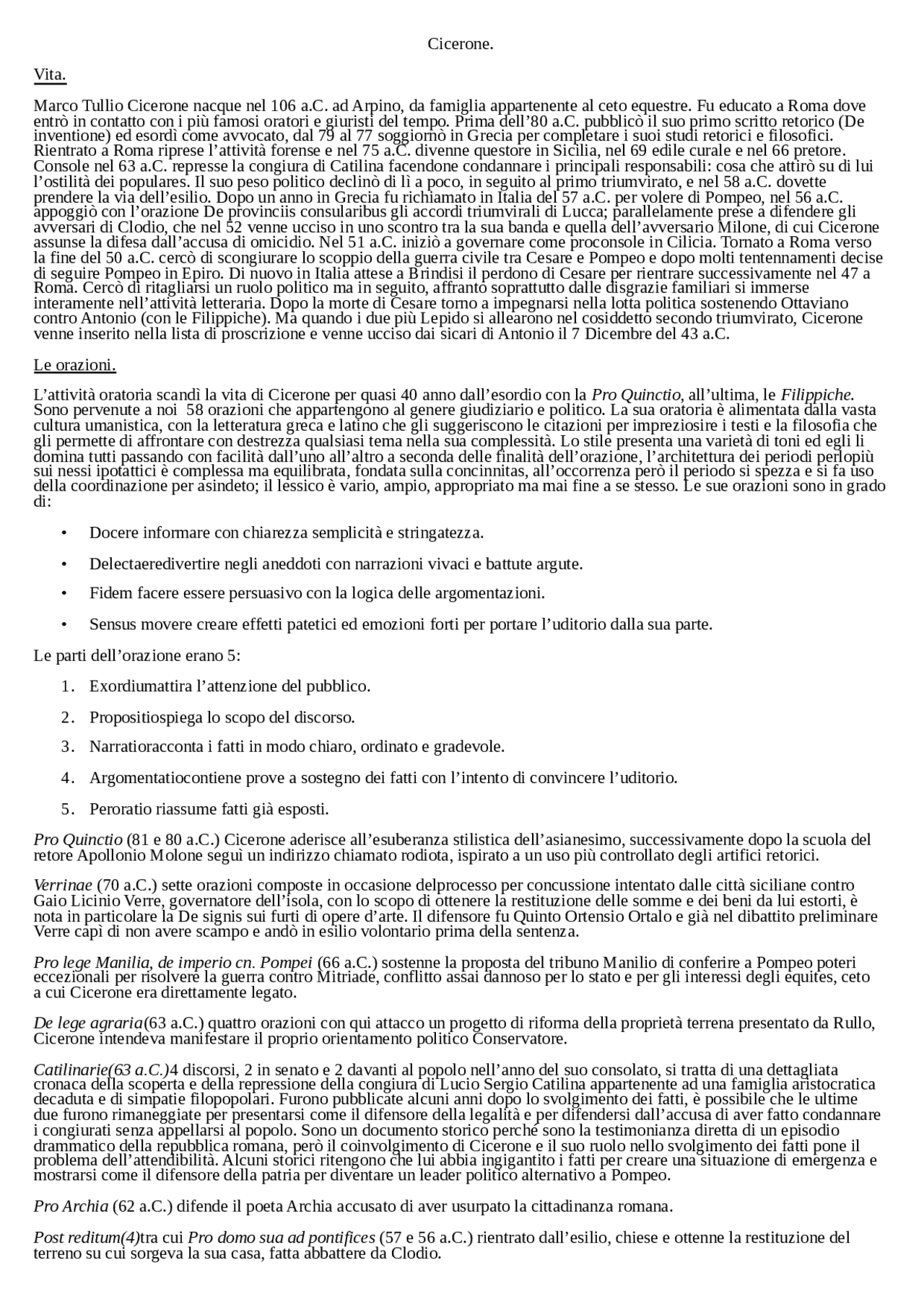 Cicerone Vita E Pensiero Completo Docsity