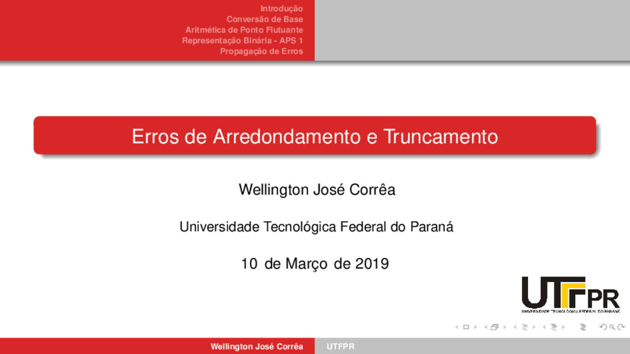 Erros de Arredondamento e Truncamento | Notas de estudo Cálculo | Docsity