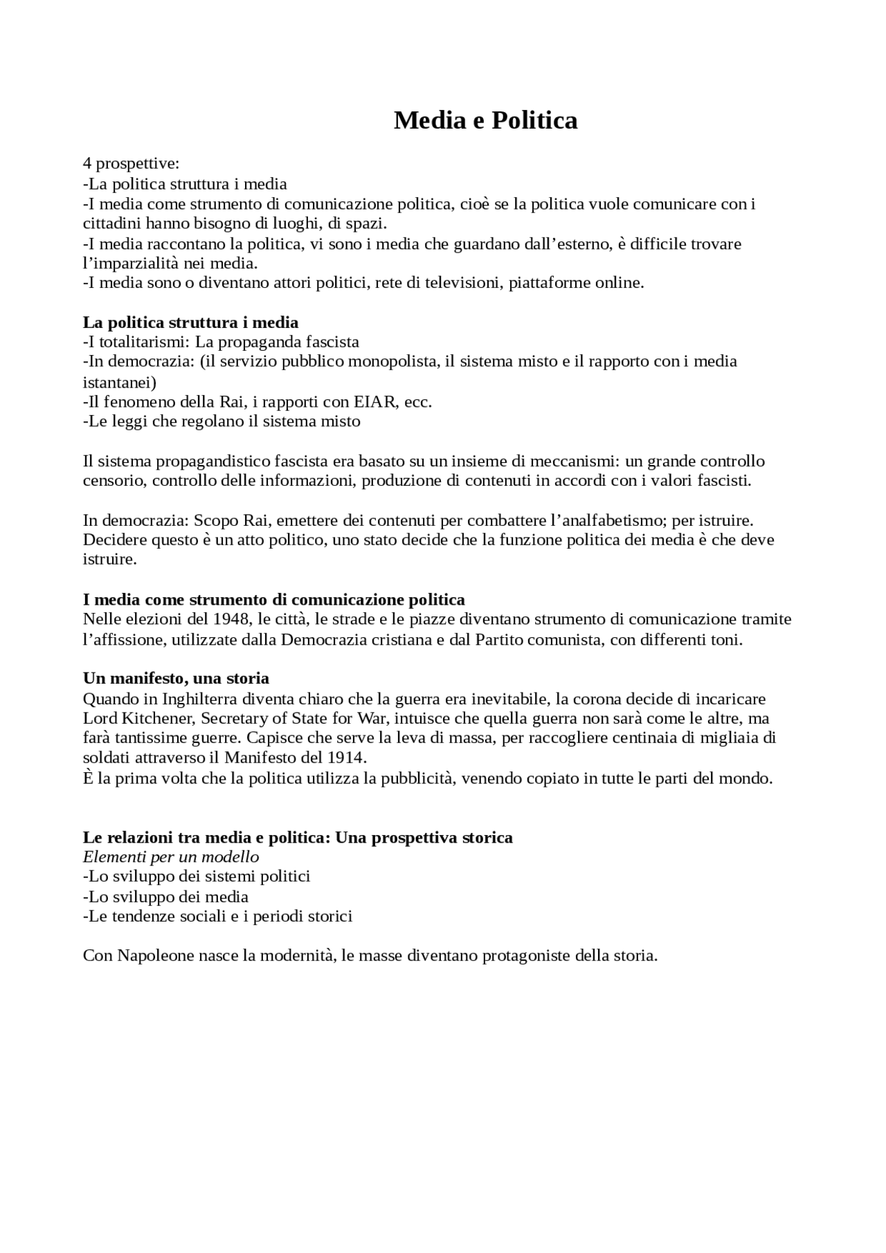 Appunti Media E Politica Prof Fausto Colombo Docsity