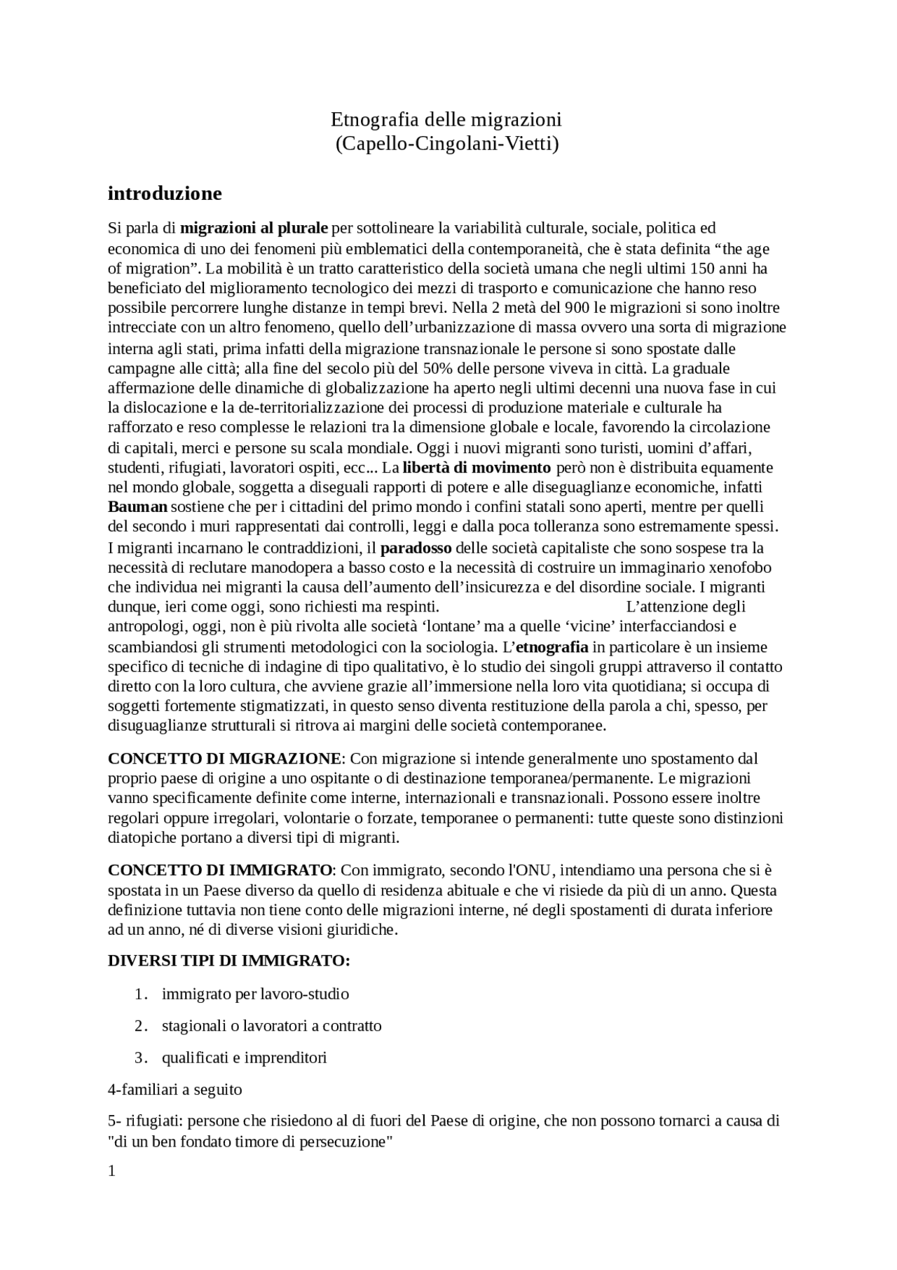 Etnografia Delle Migrazioni Docsity