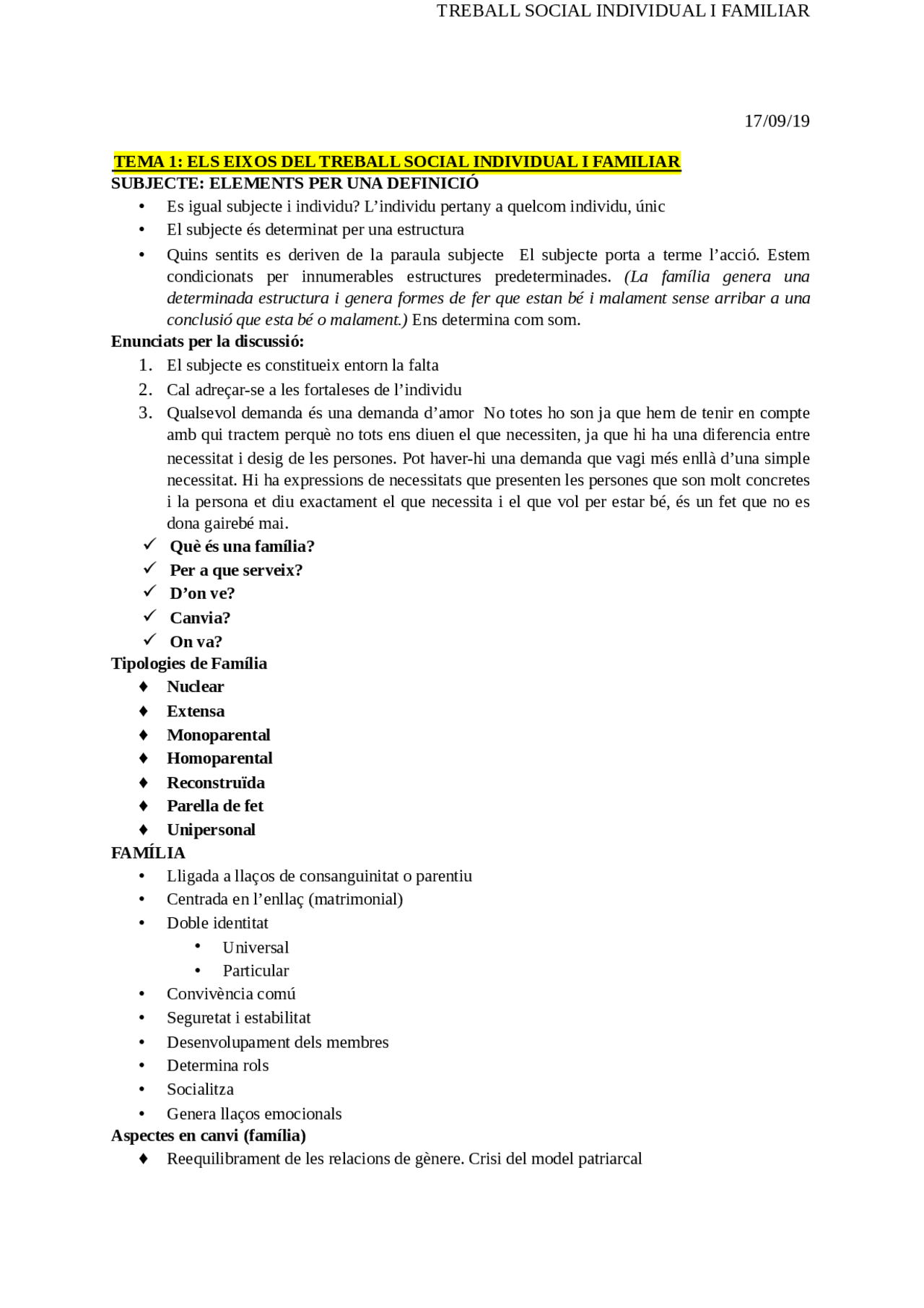 Apuntes Treball Social Individual Primer Examen Docsity