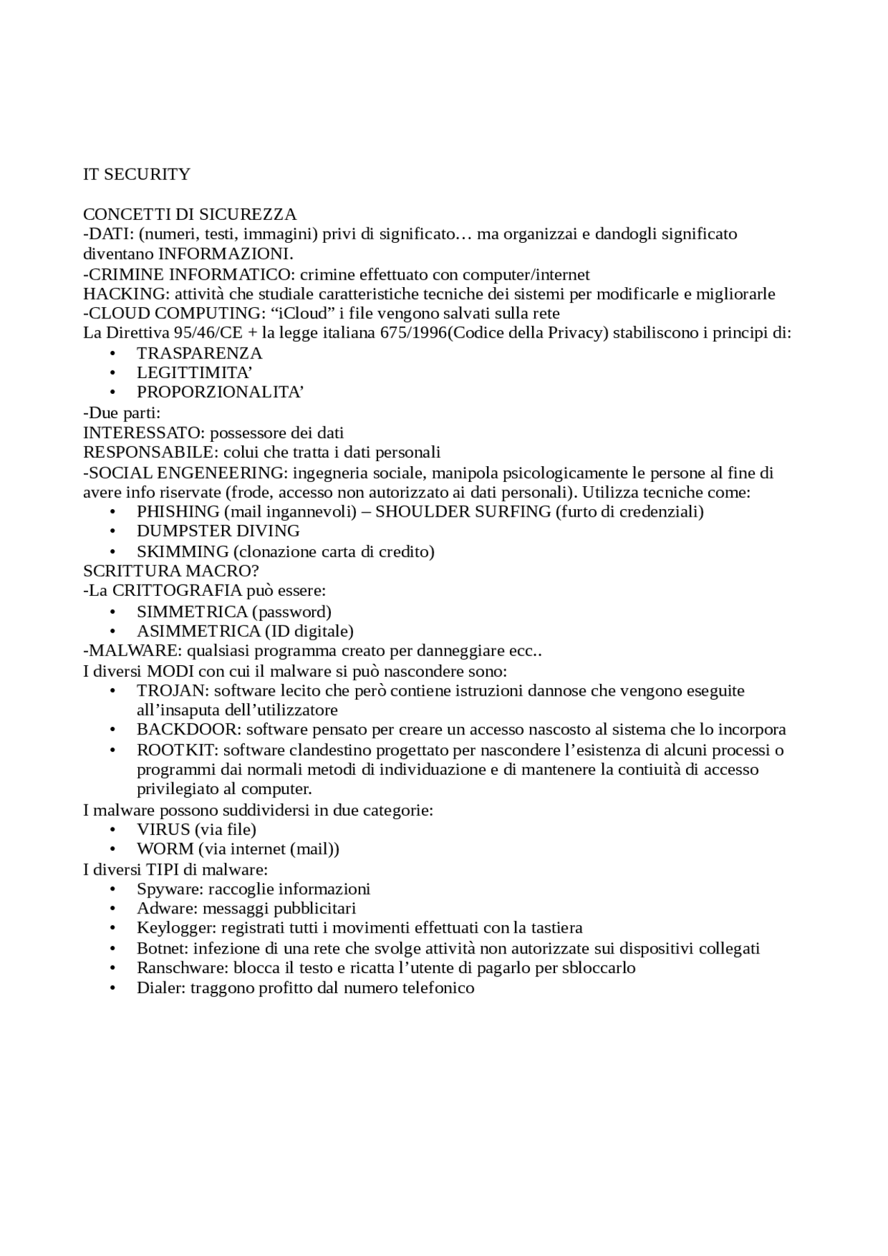 Ecdl It Security Esame Nuova Ecdl Docsity