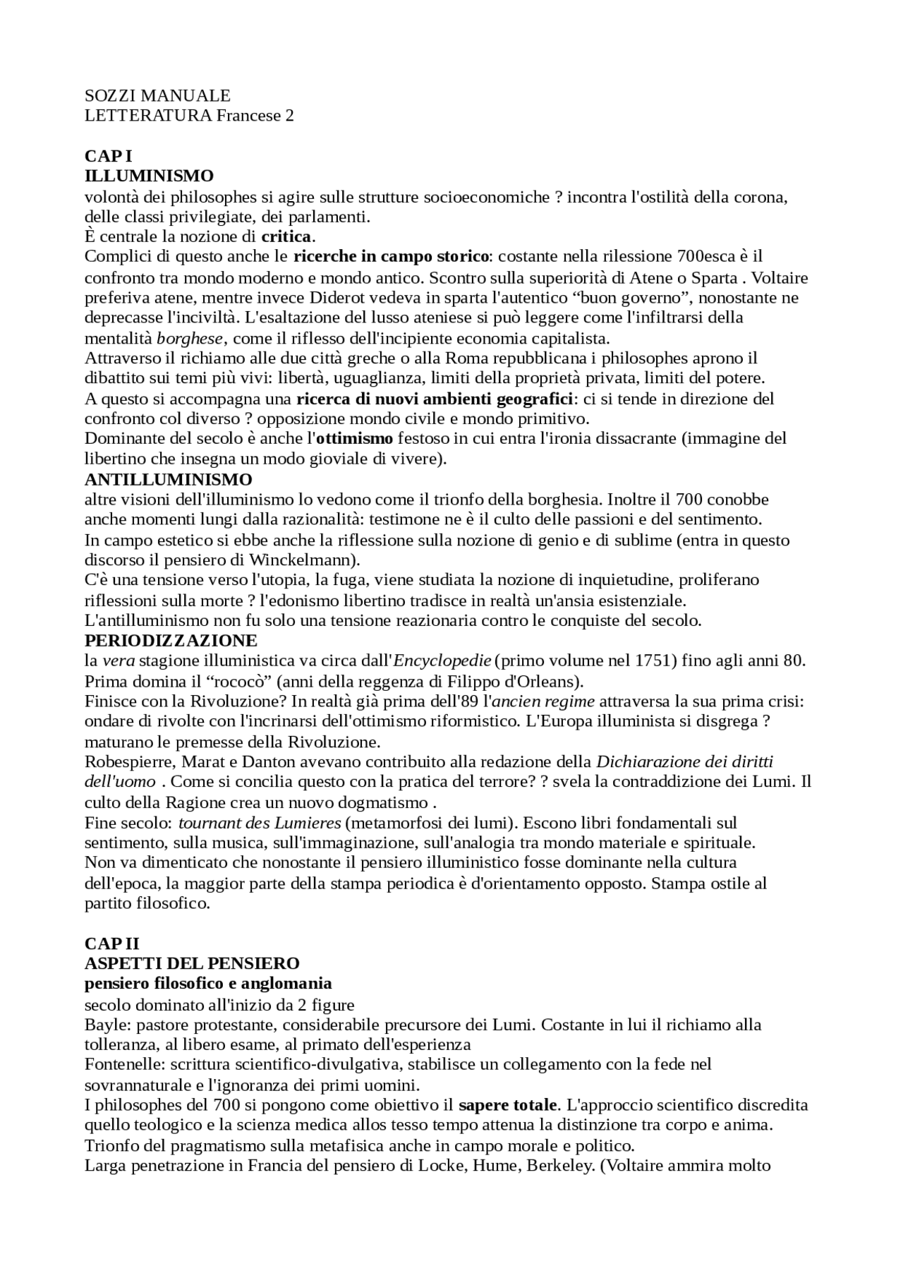 Sozzi Storia Europea Della Letteratura Francese Docsity