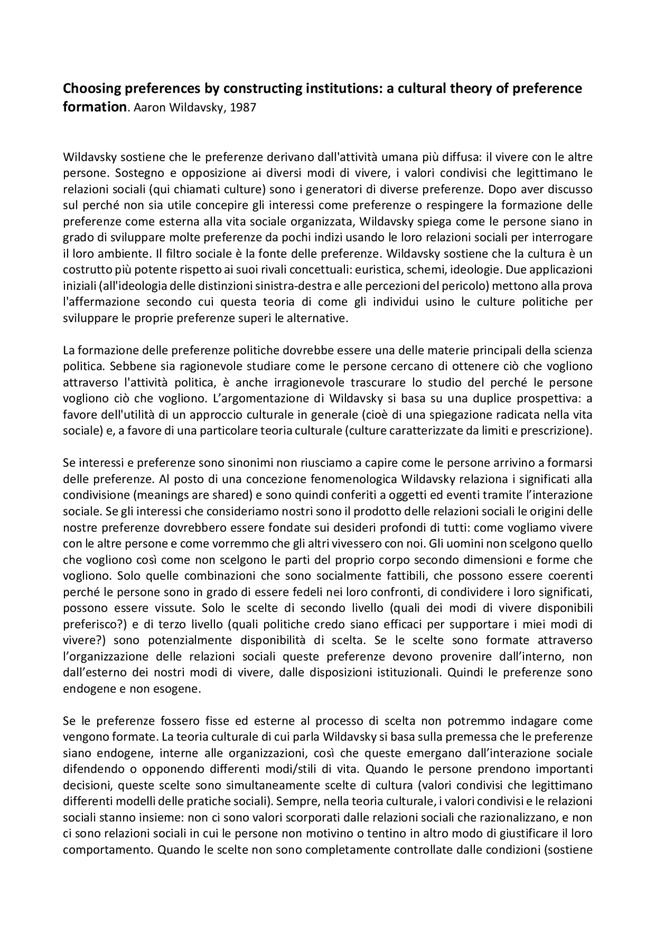 CHOOSING PREFERENCES BY CONSTRUCTING INSTITUTIONS - Docsity