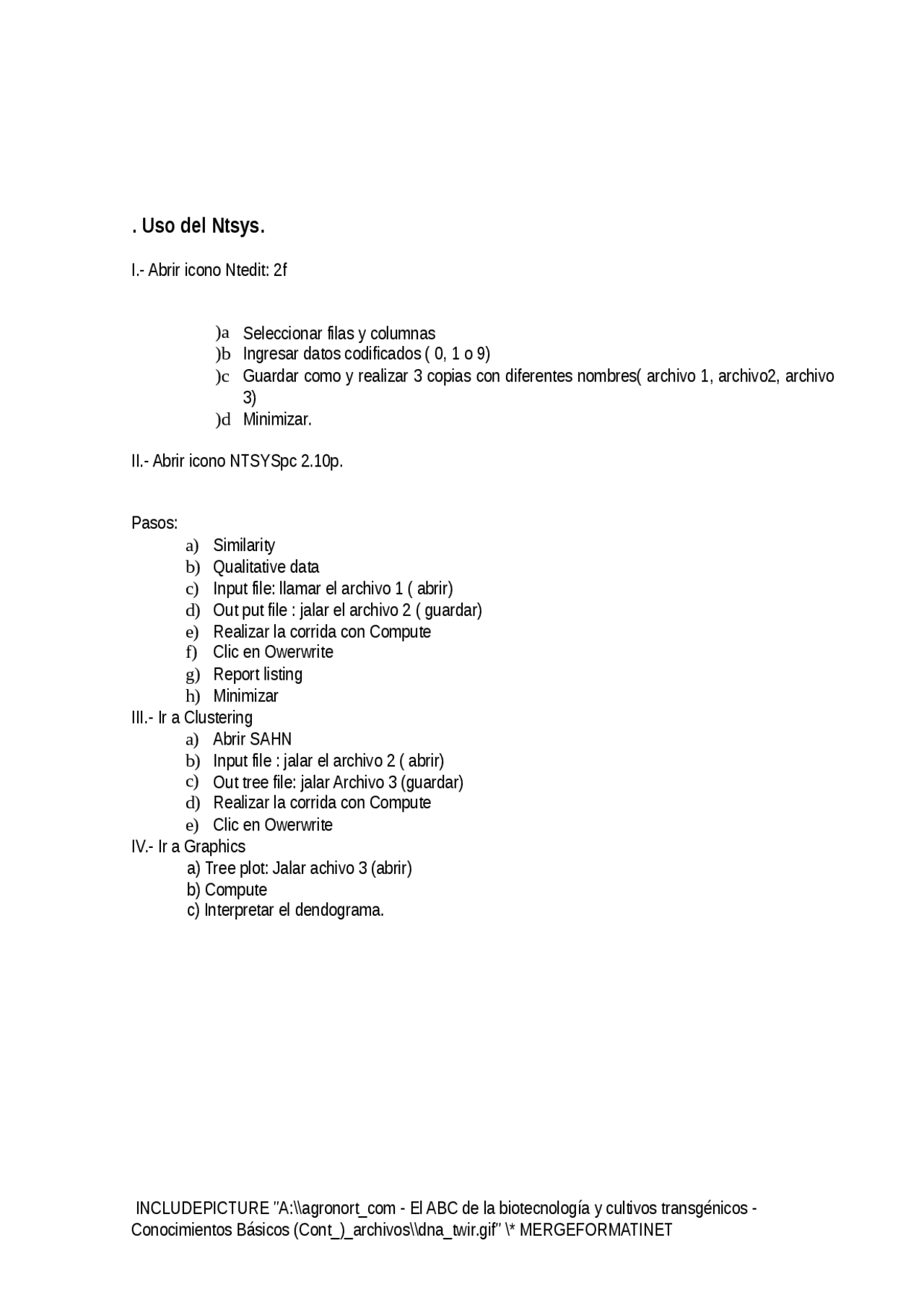 Manual del programa ntsys - Docsity