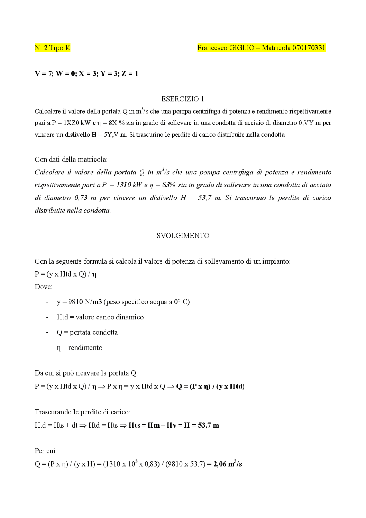 Ingegneria Ambientale N2 Tipok Esercizi Di Ingegneria Civile Docsity