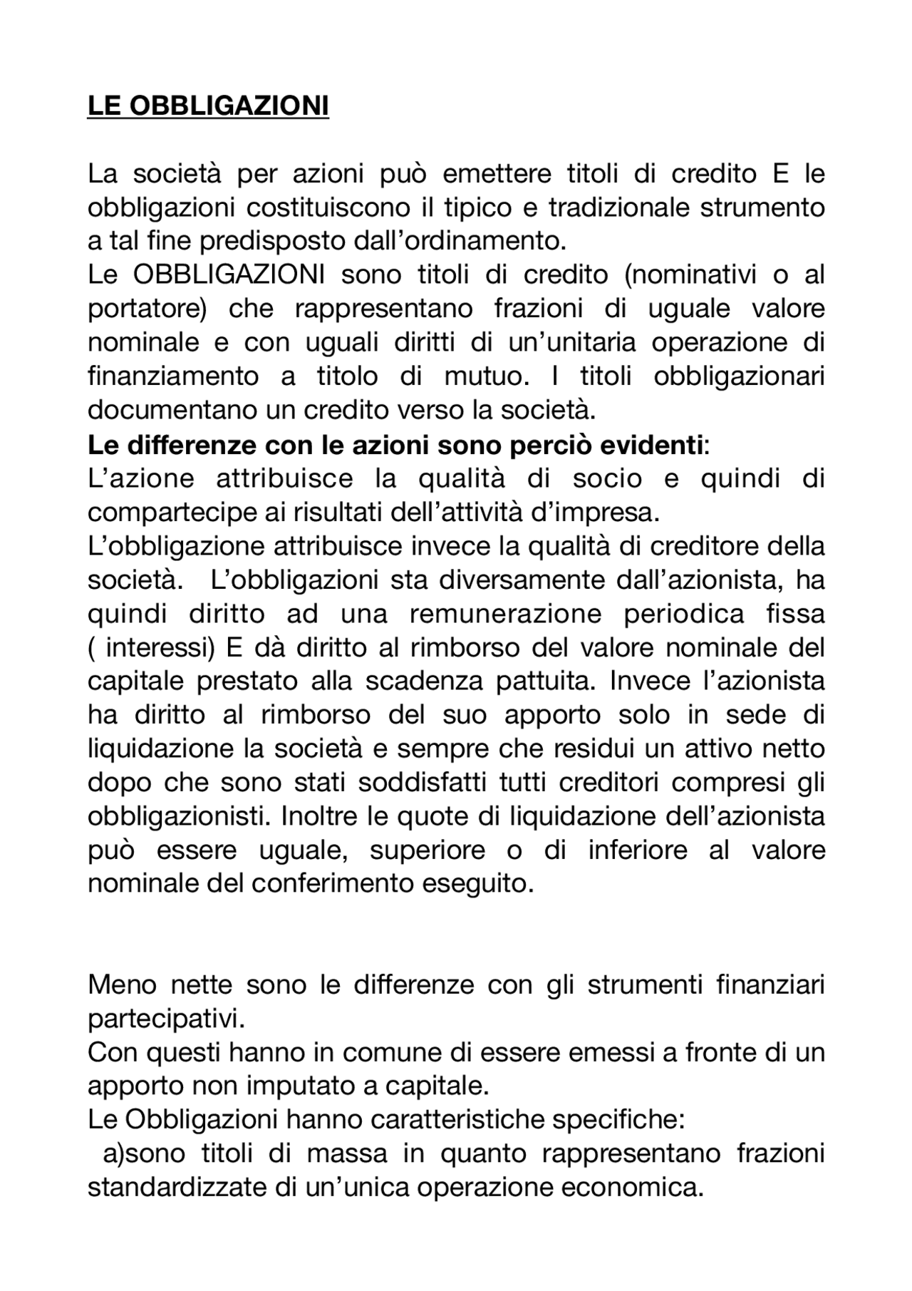 Le Obbligazioni Le Obbligazioni Docsity