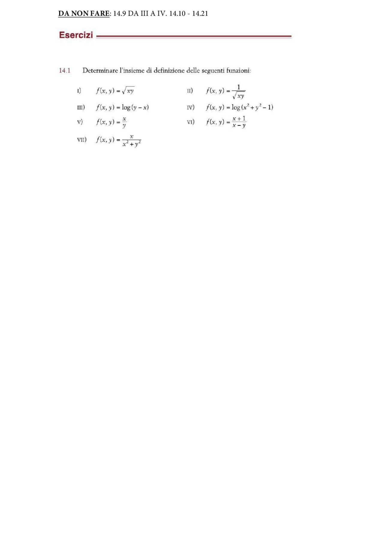 Esercizi Funzioni A Due Variabili Esercizi Di Matematica Applicata