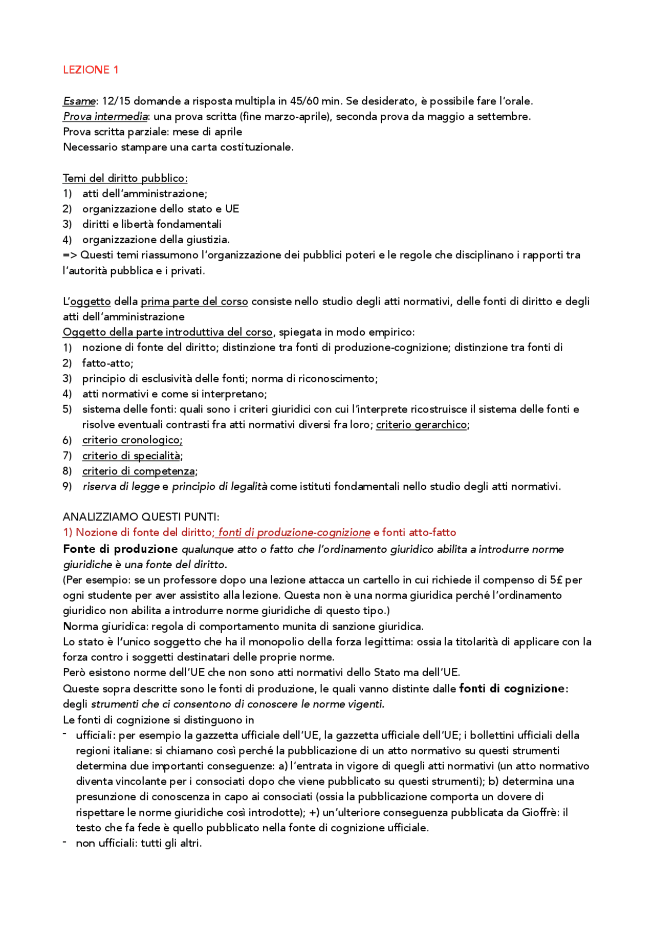 Prima Lezione Di Diritto Pubblico Appunti Completi Docsity