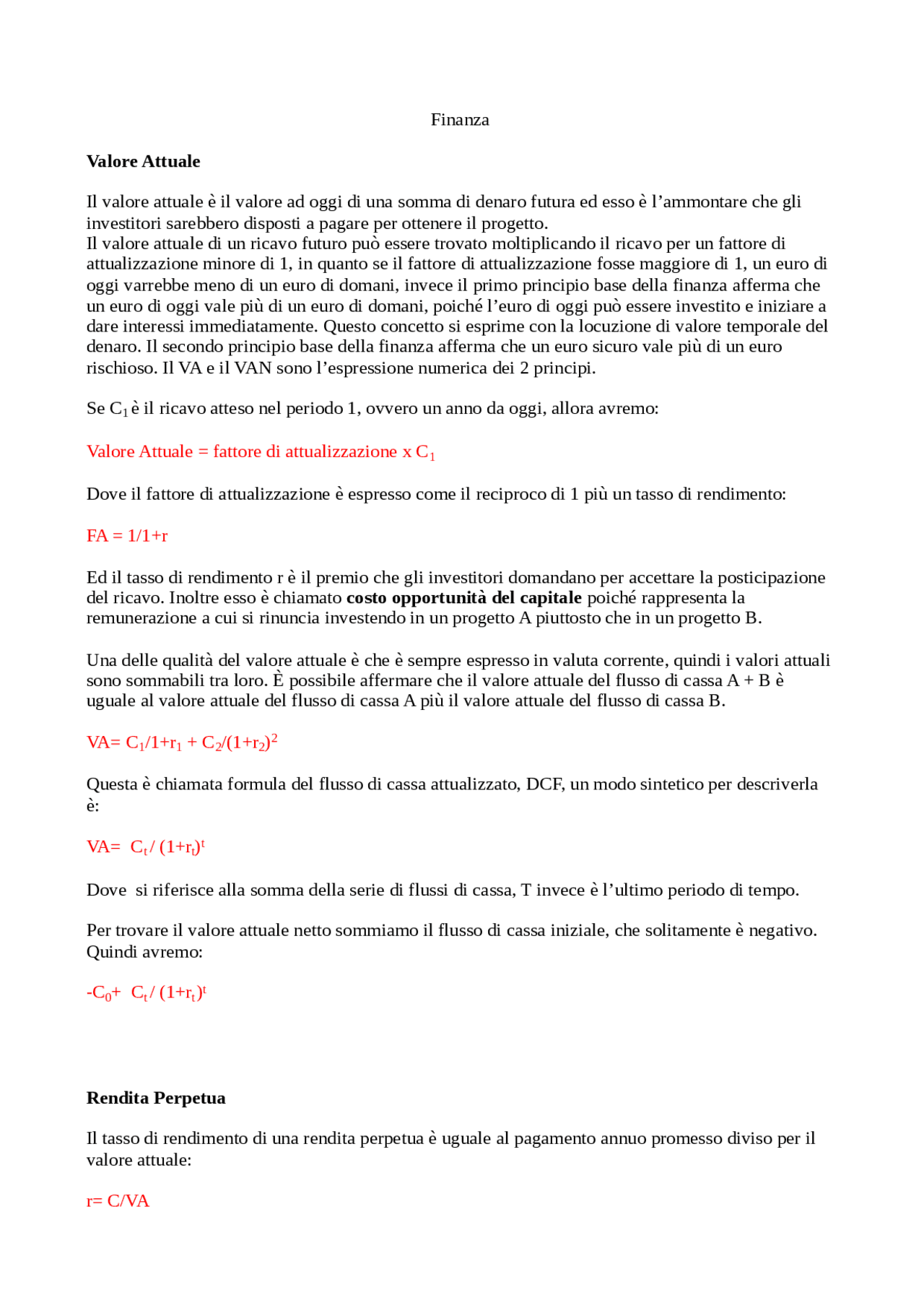 Dispensa Finanza Aziendale Docsity