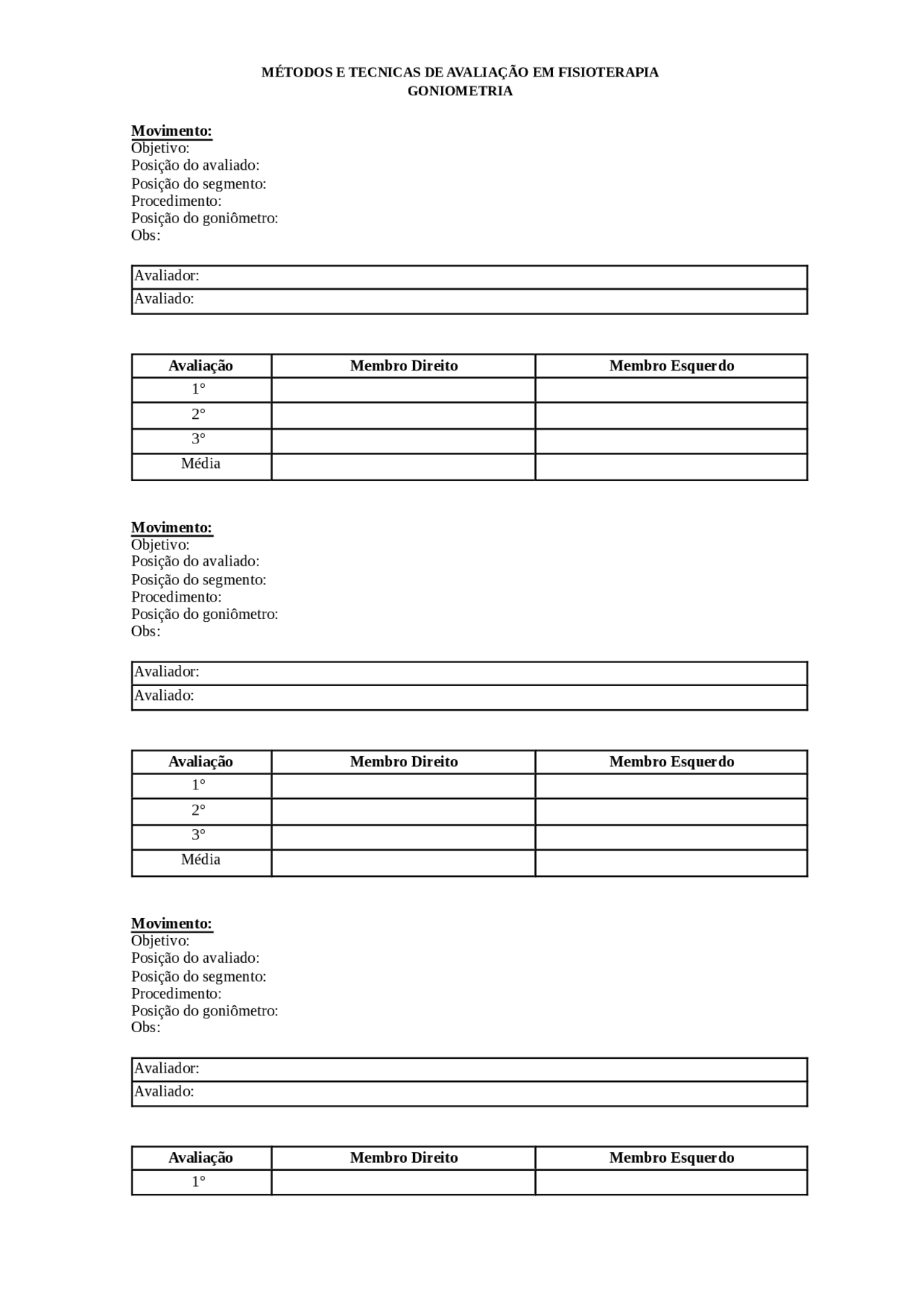 Ficha De Goniometria Docsity