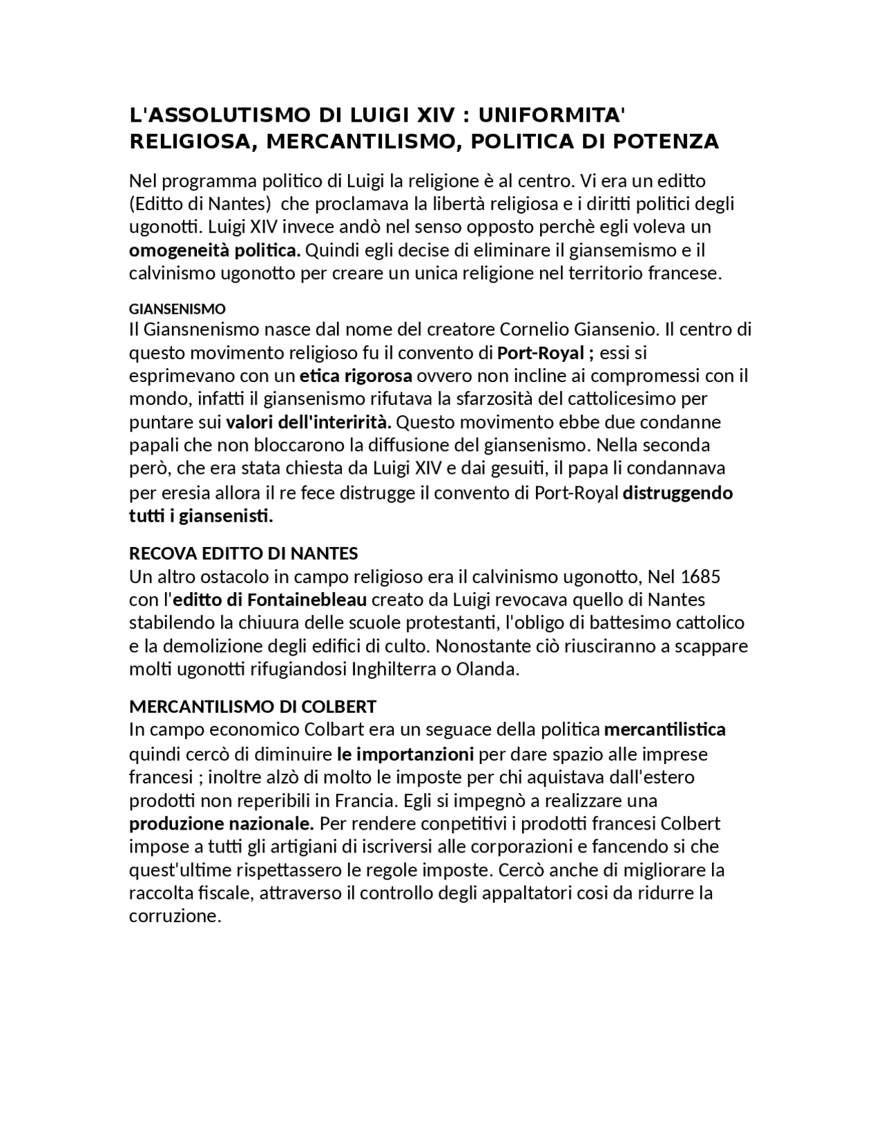 Assolutismo Di Luigi Xiv Docsity