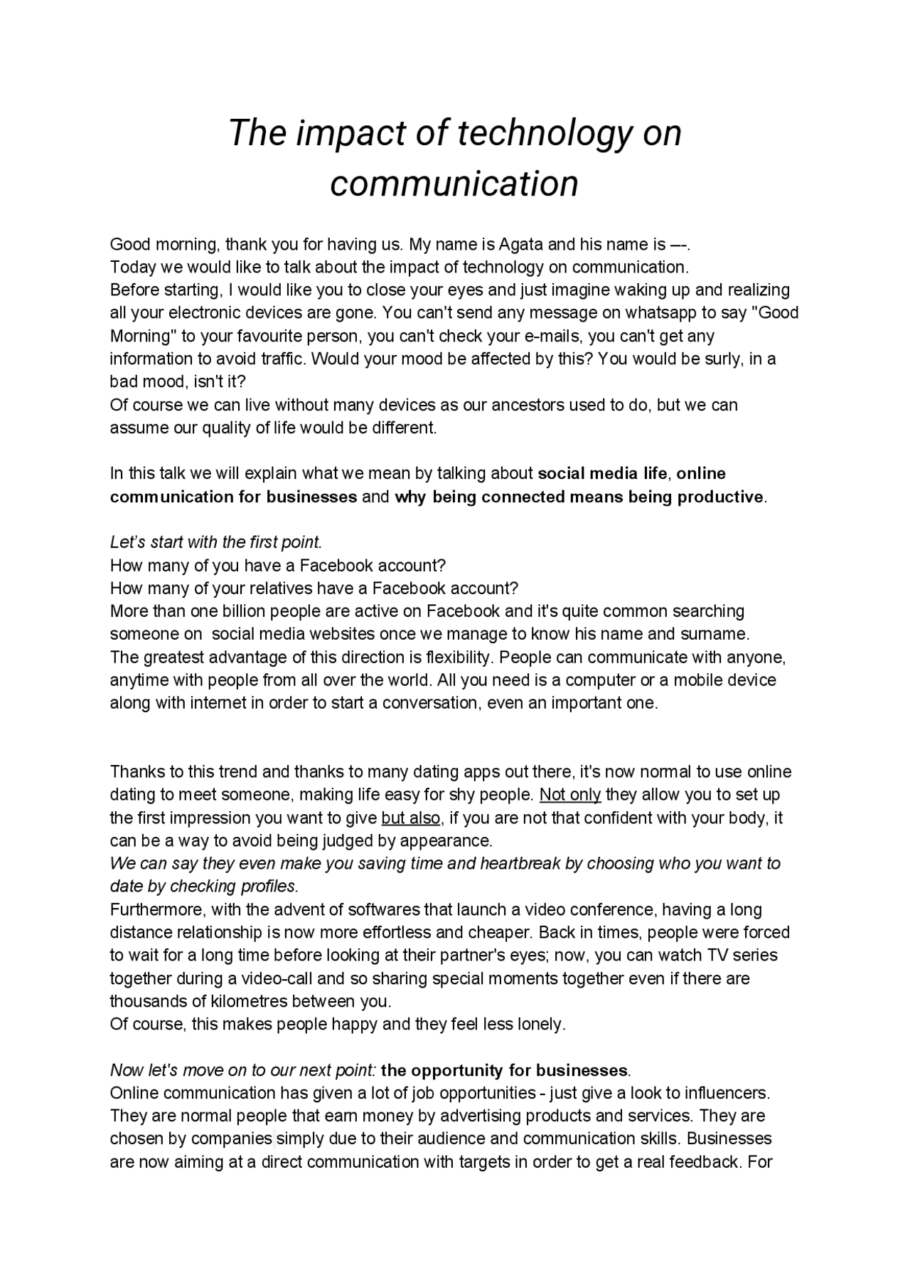 The impact of technology on communication - Docsity