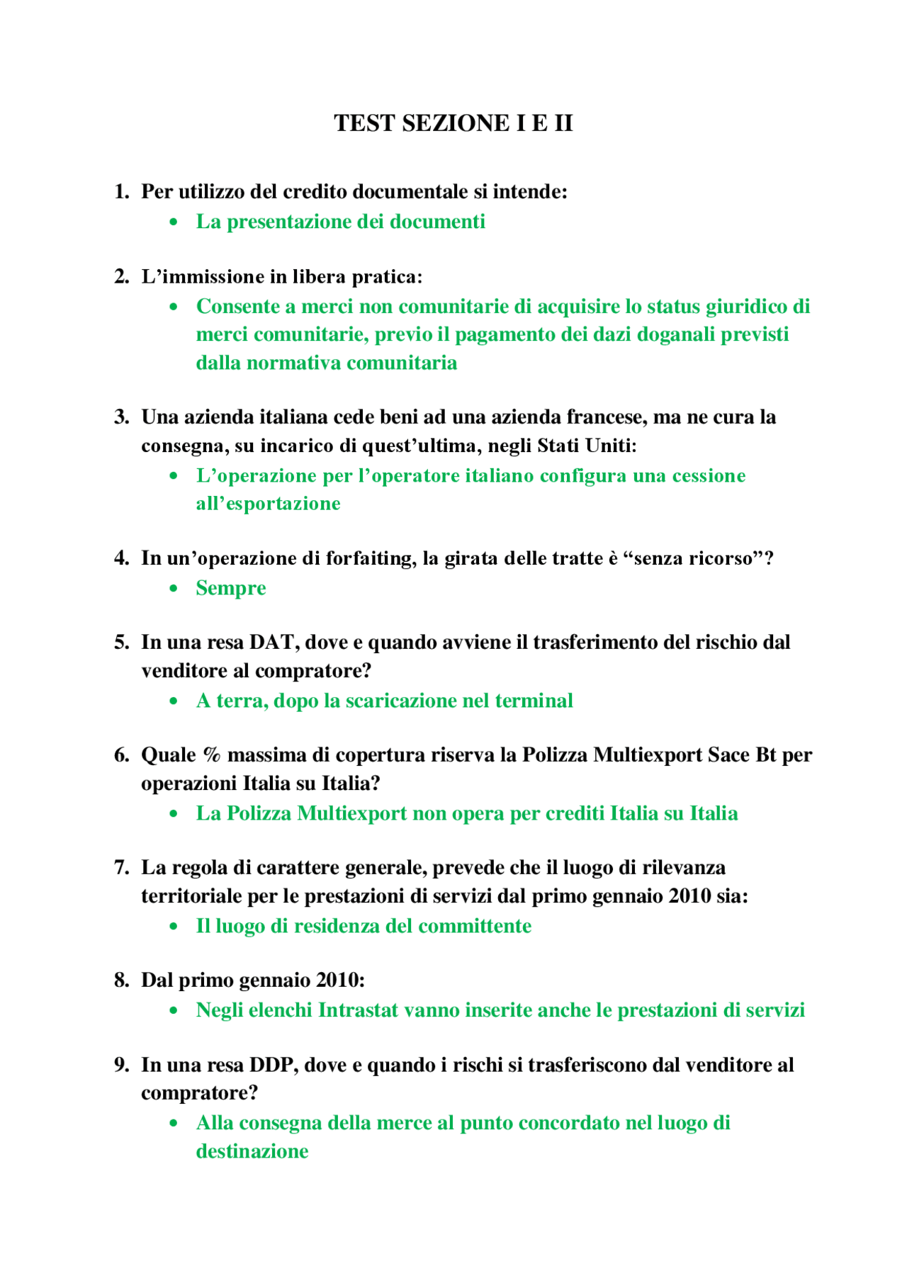 Test Completo Sezione I E Ii Master Marcom Docsity