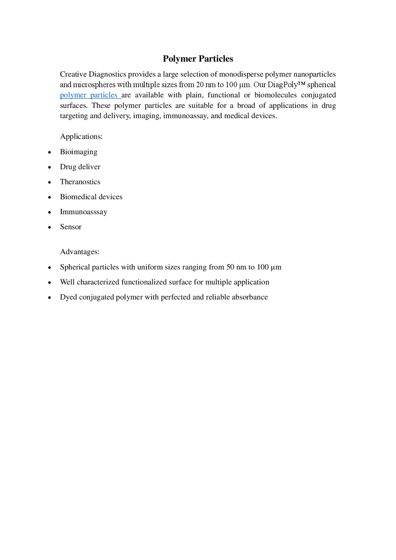 Polymer Particles Application Docsity