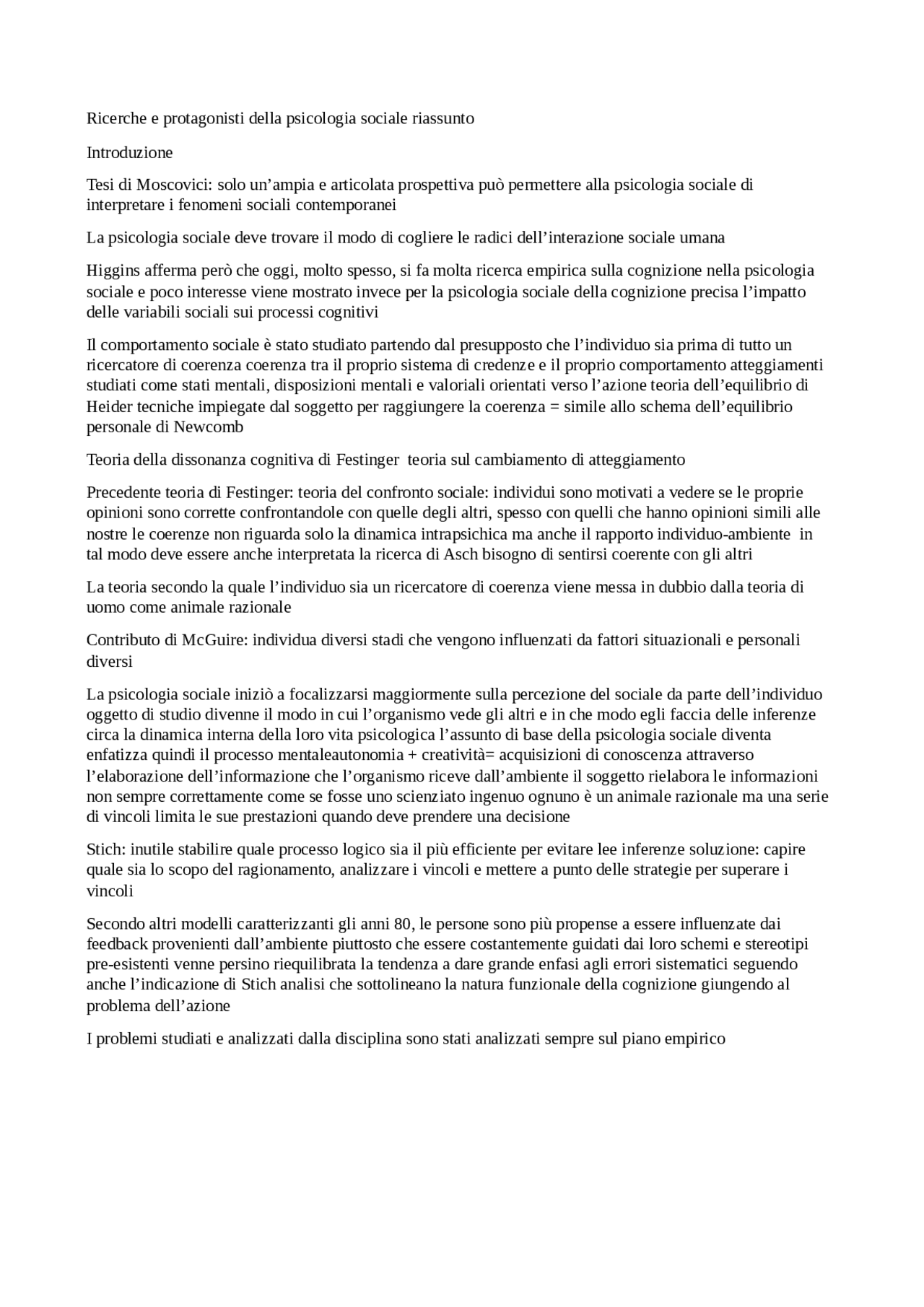 Riassunto Introduzione Psicologia Sociale Docsity