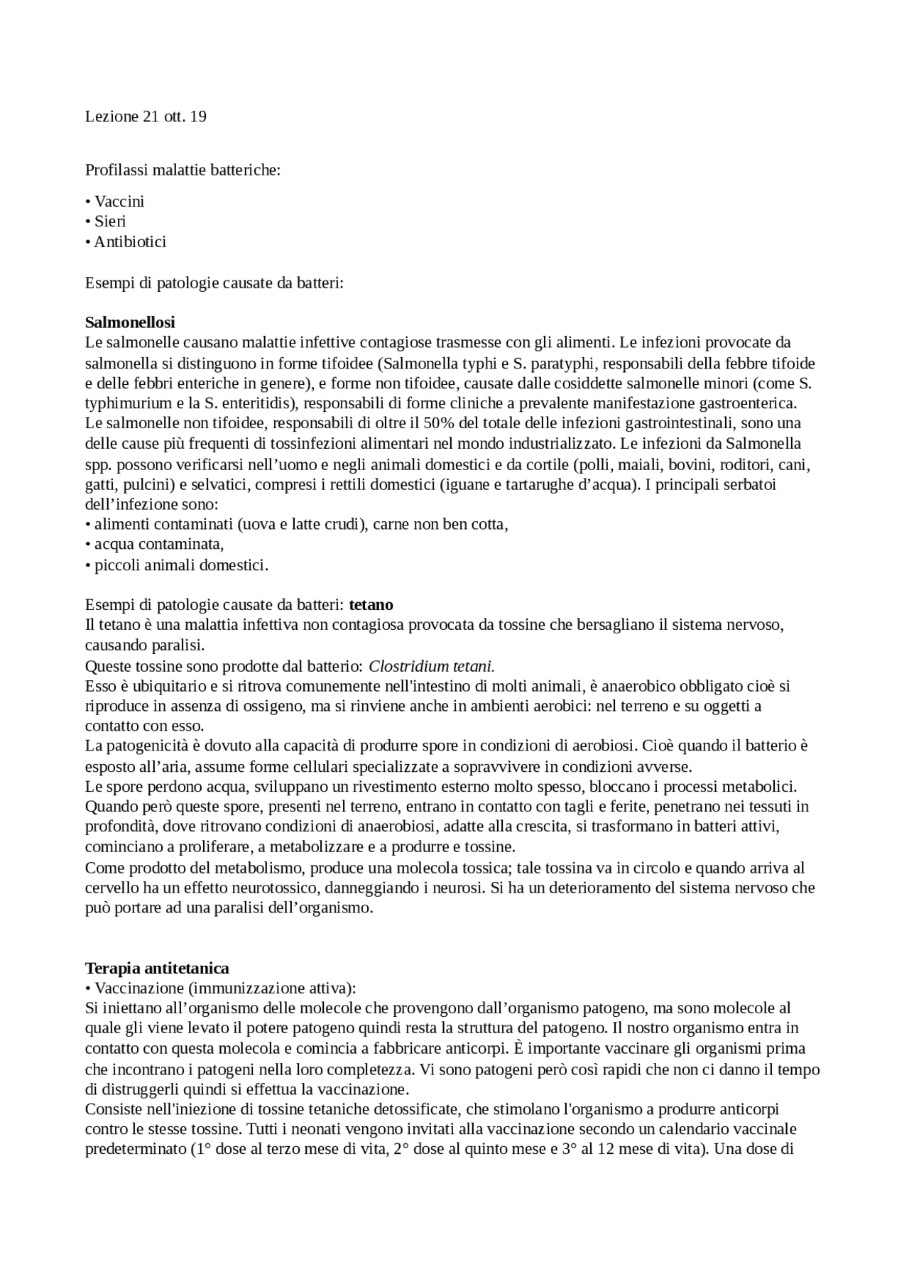 Profilassi Malattie Batteriche Appunti Di Biologia Docsity