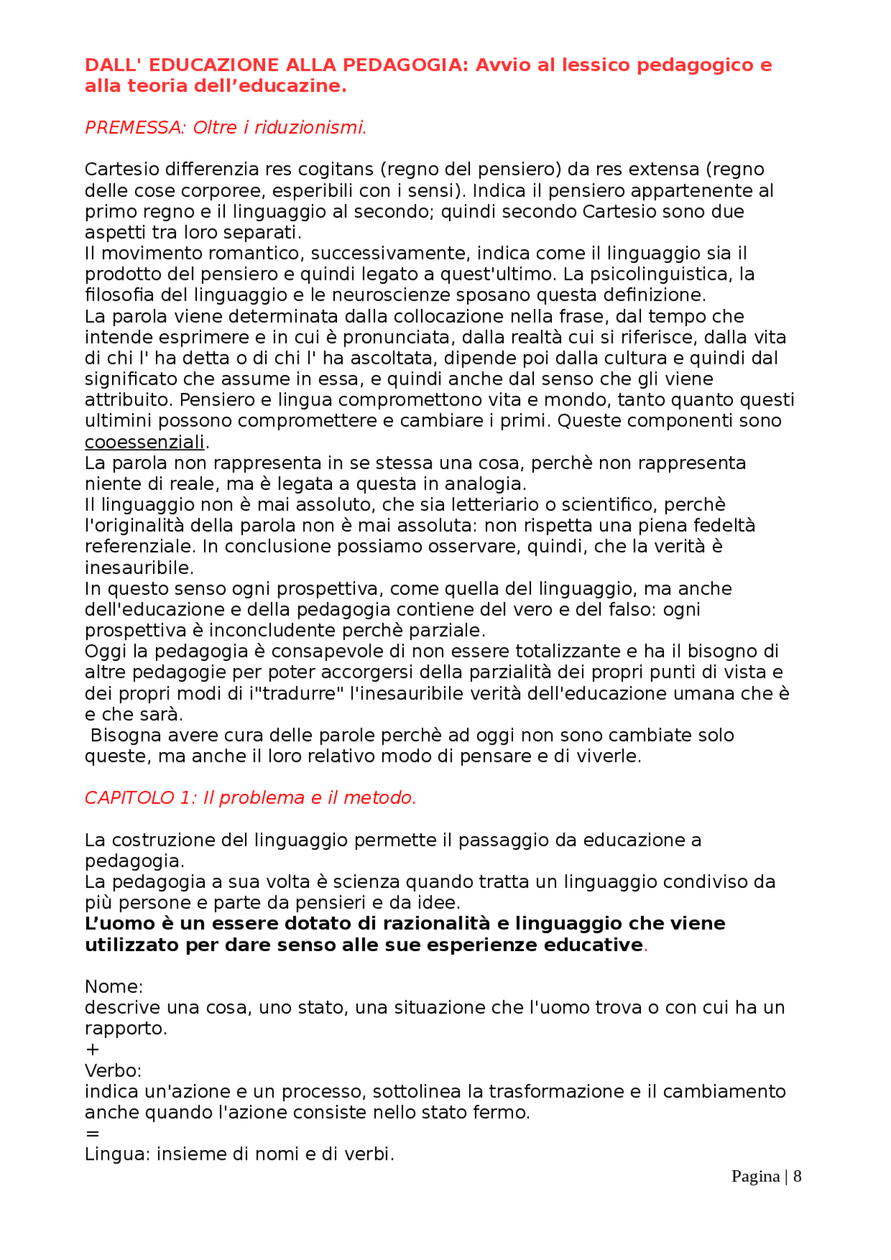 Riassunto Del Libro Dalleducazione Alla Pedagogia Docsity