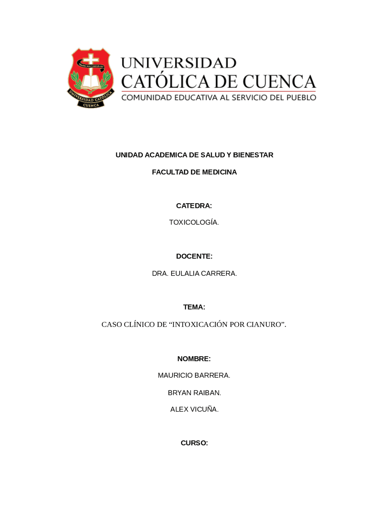 Intoxicación Por Cianuro Docsity
