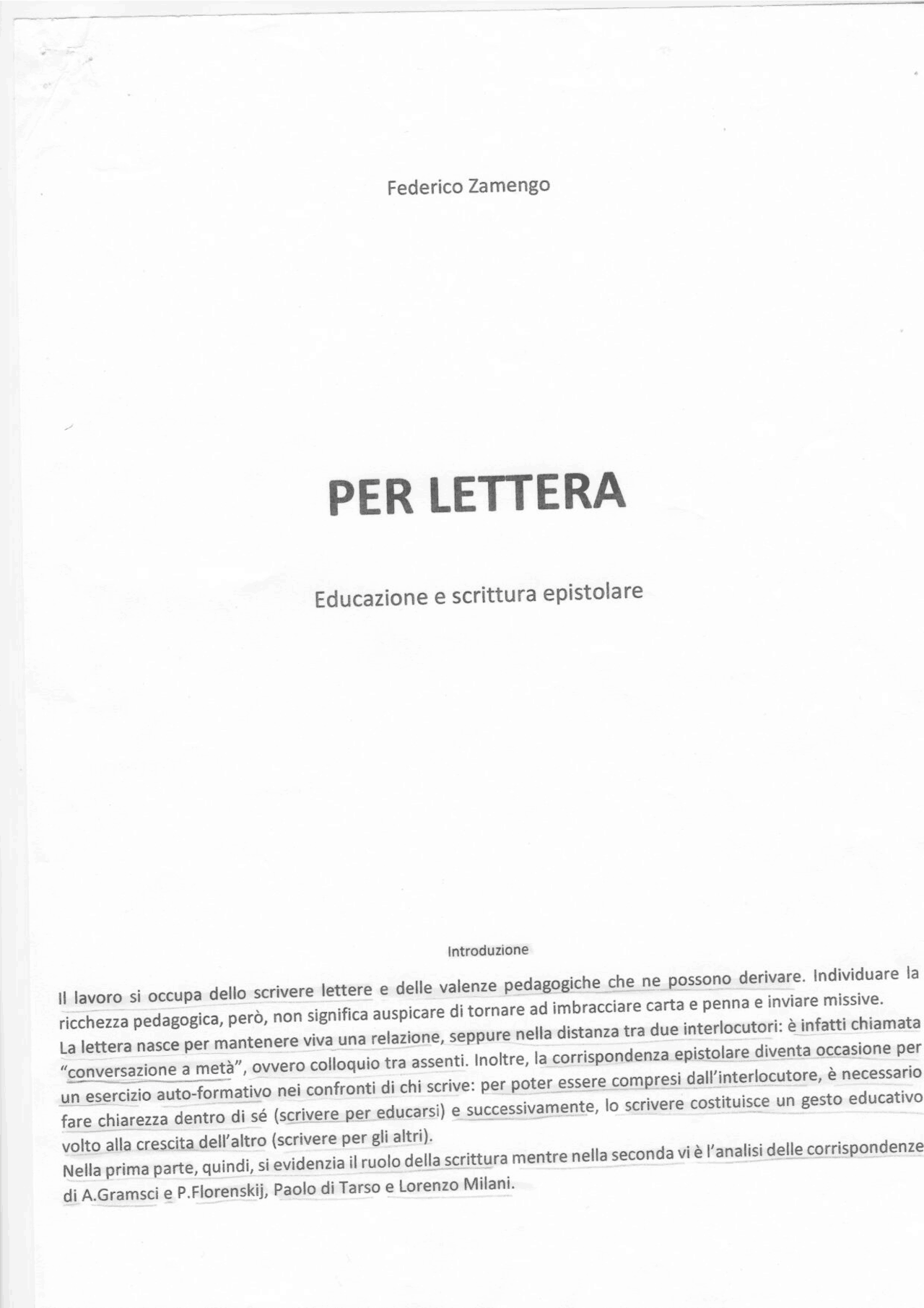 Riassunto Per Lettera Docsity