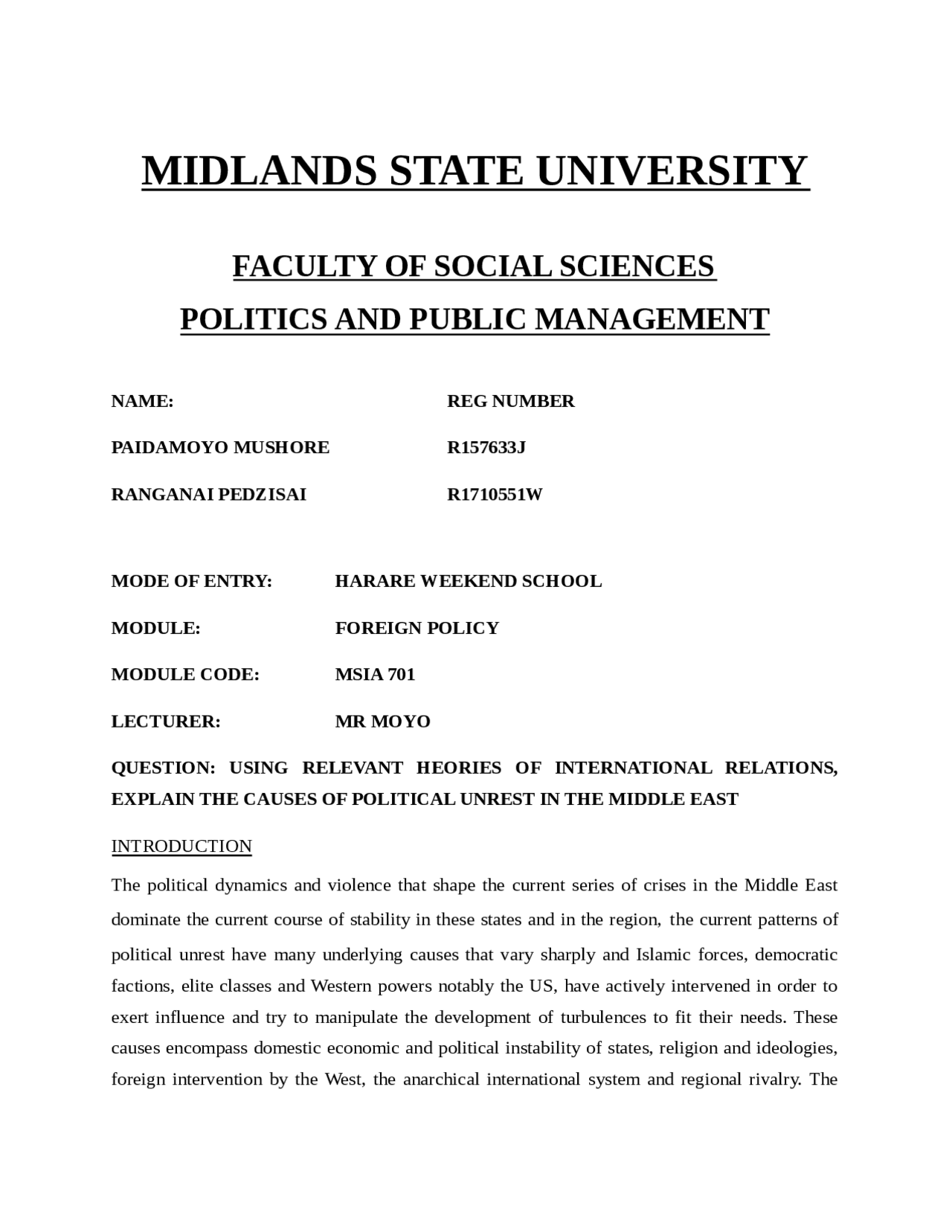 International Relations Docsity