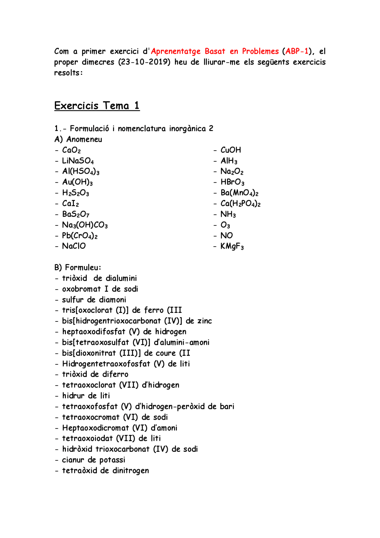 Abp Exercicis 1 Quimica Docsity