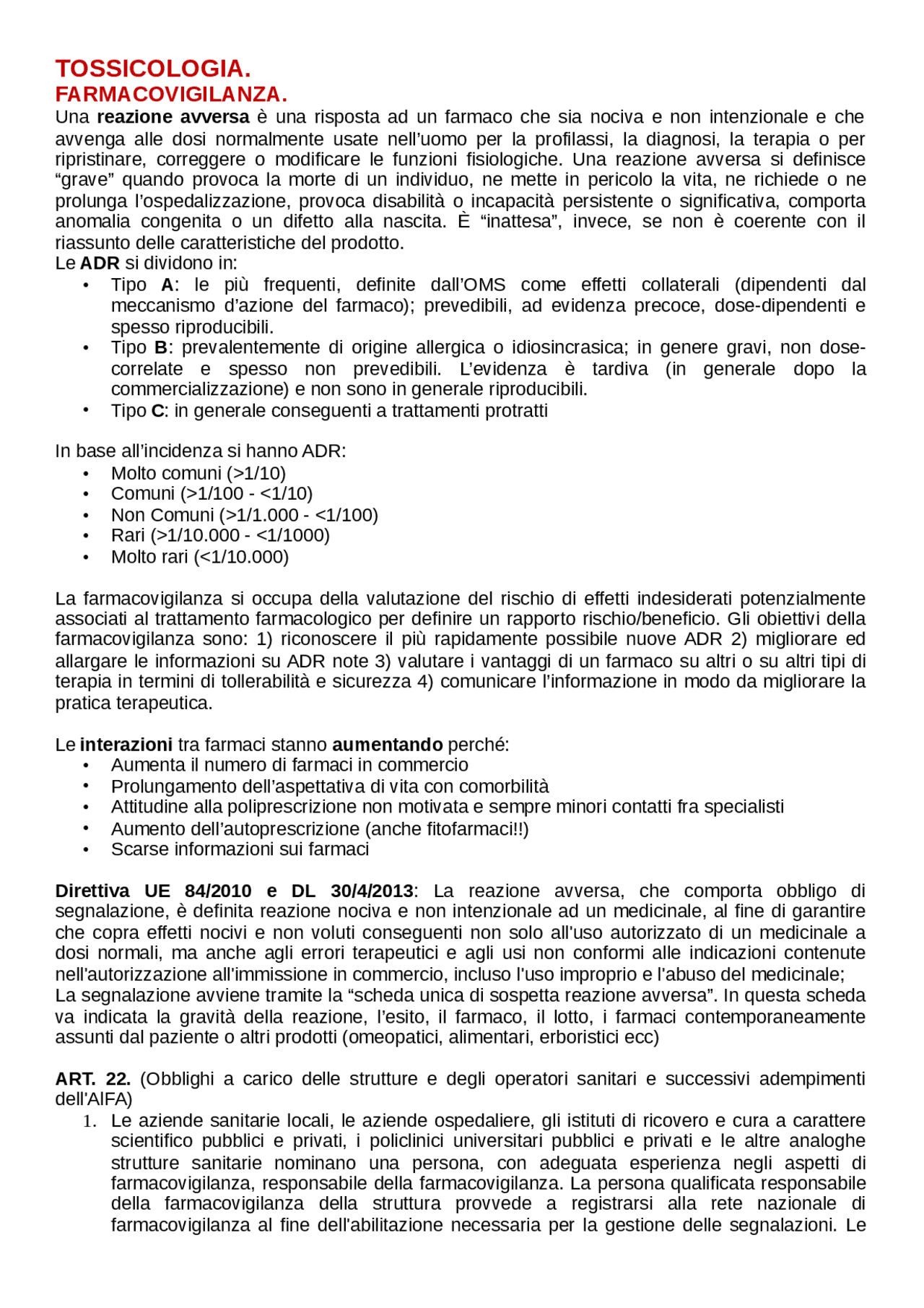 Appunti Di Tossicologia Lezioni Docsity
