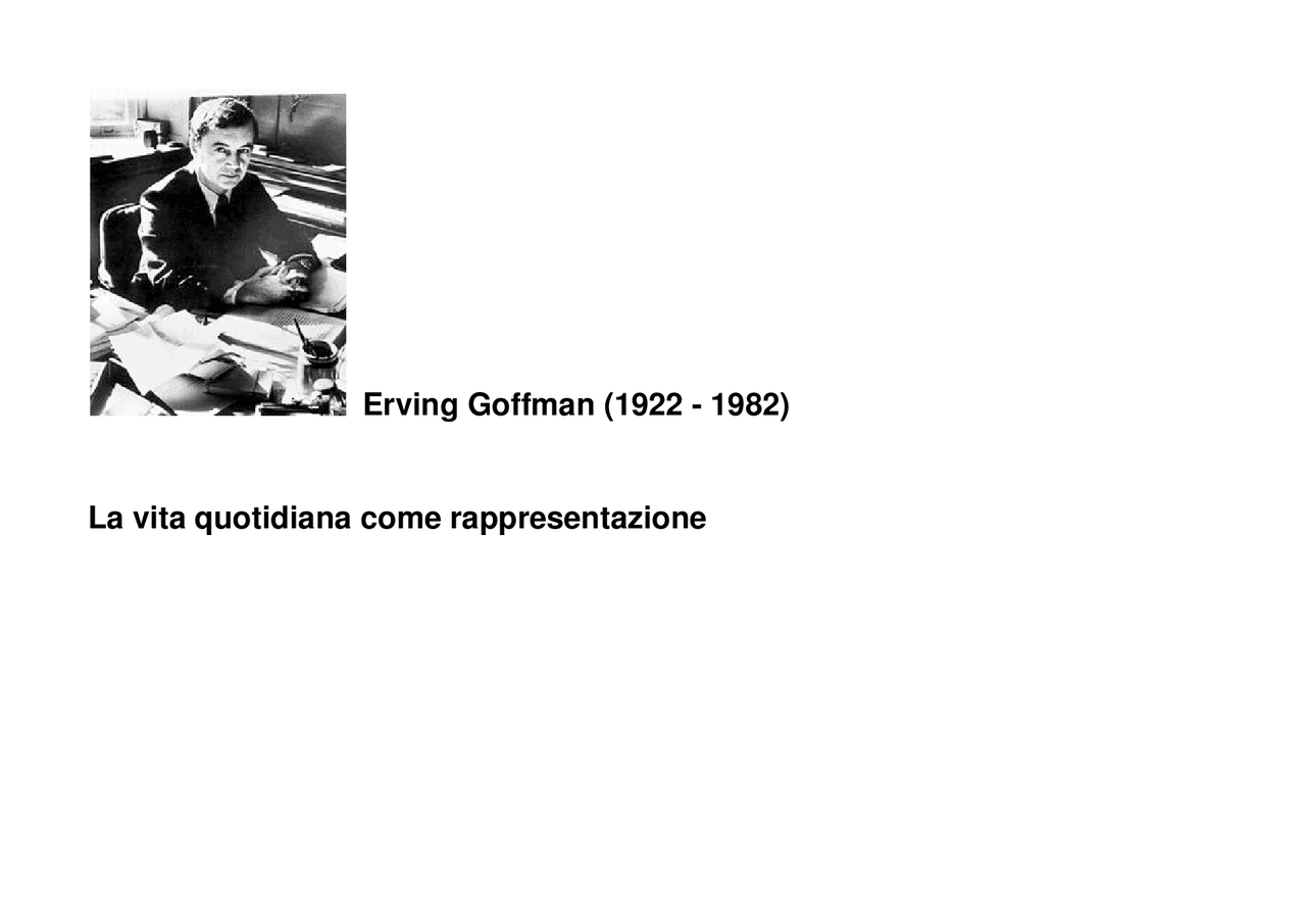 Appunti Su Goffman Sociologia Docsity