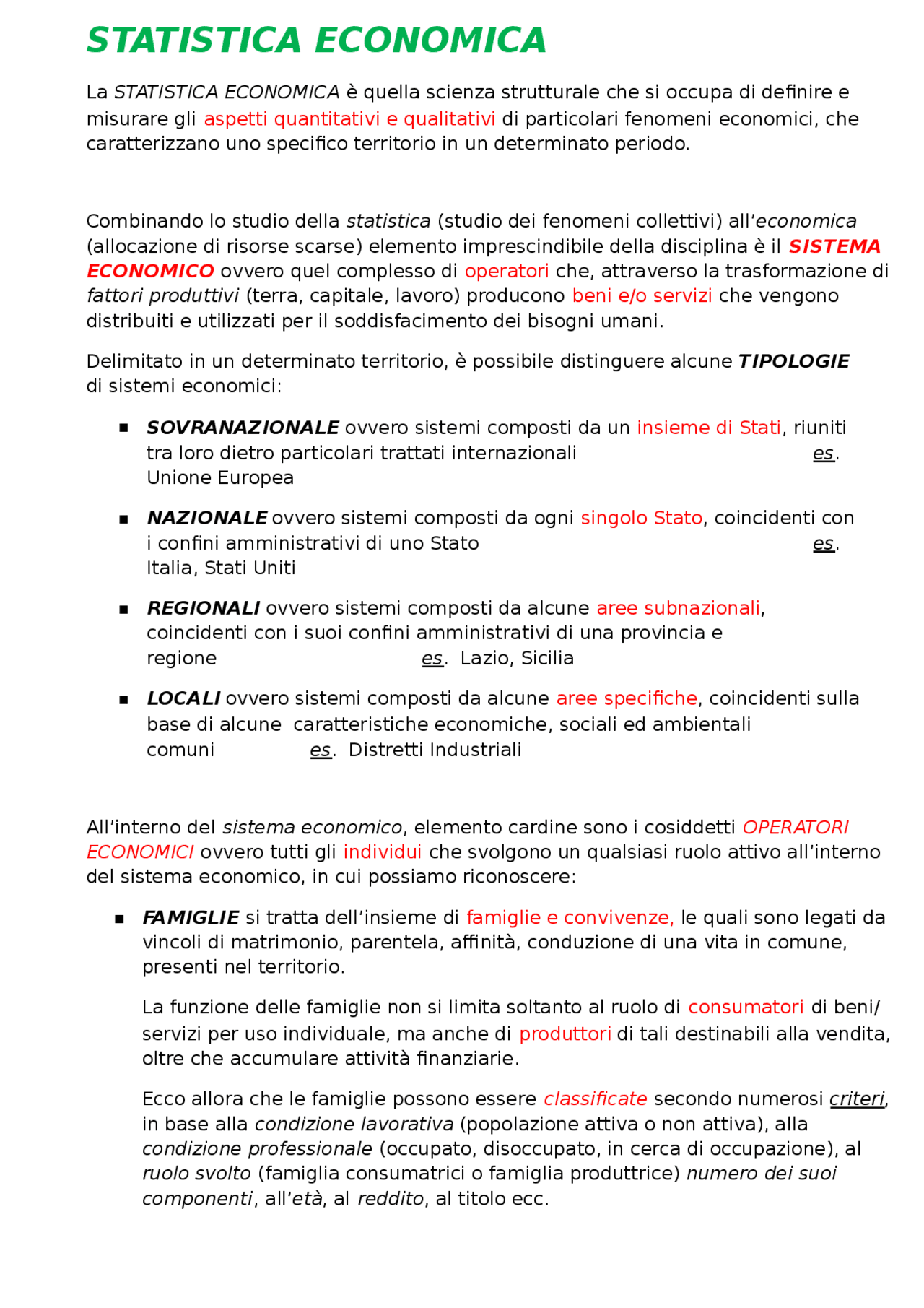 Statistica Economica Docsity