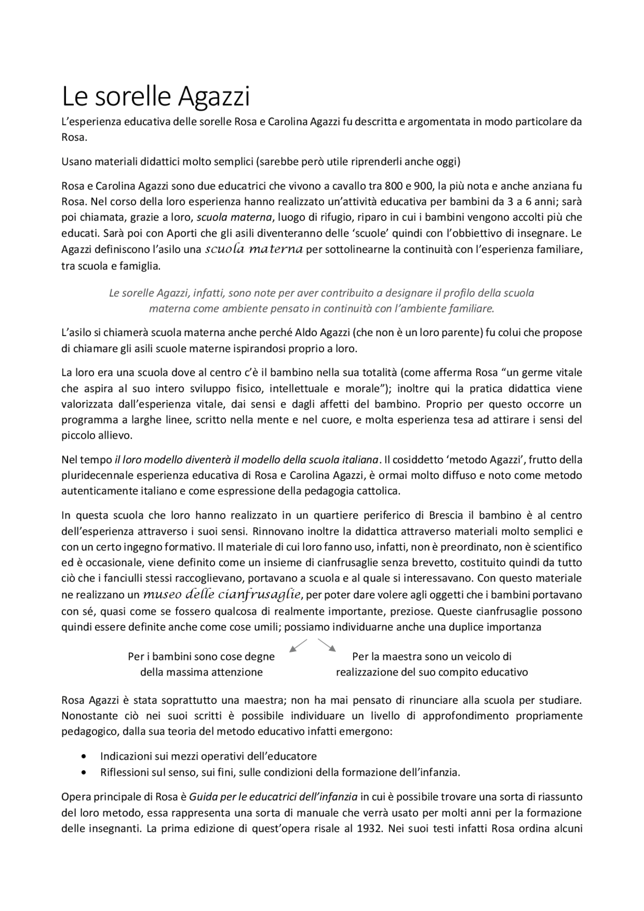 Sorelle Agazzi Riassunto Docsity