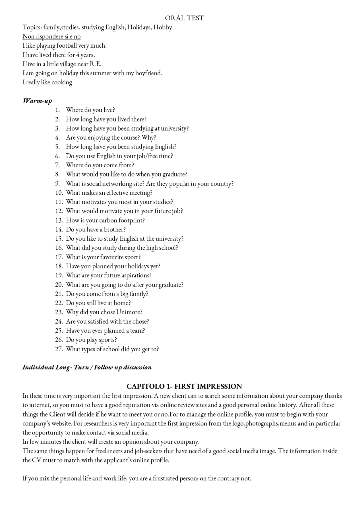 Orale Lettorato Inglese B Docsity
