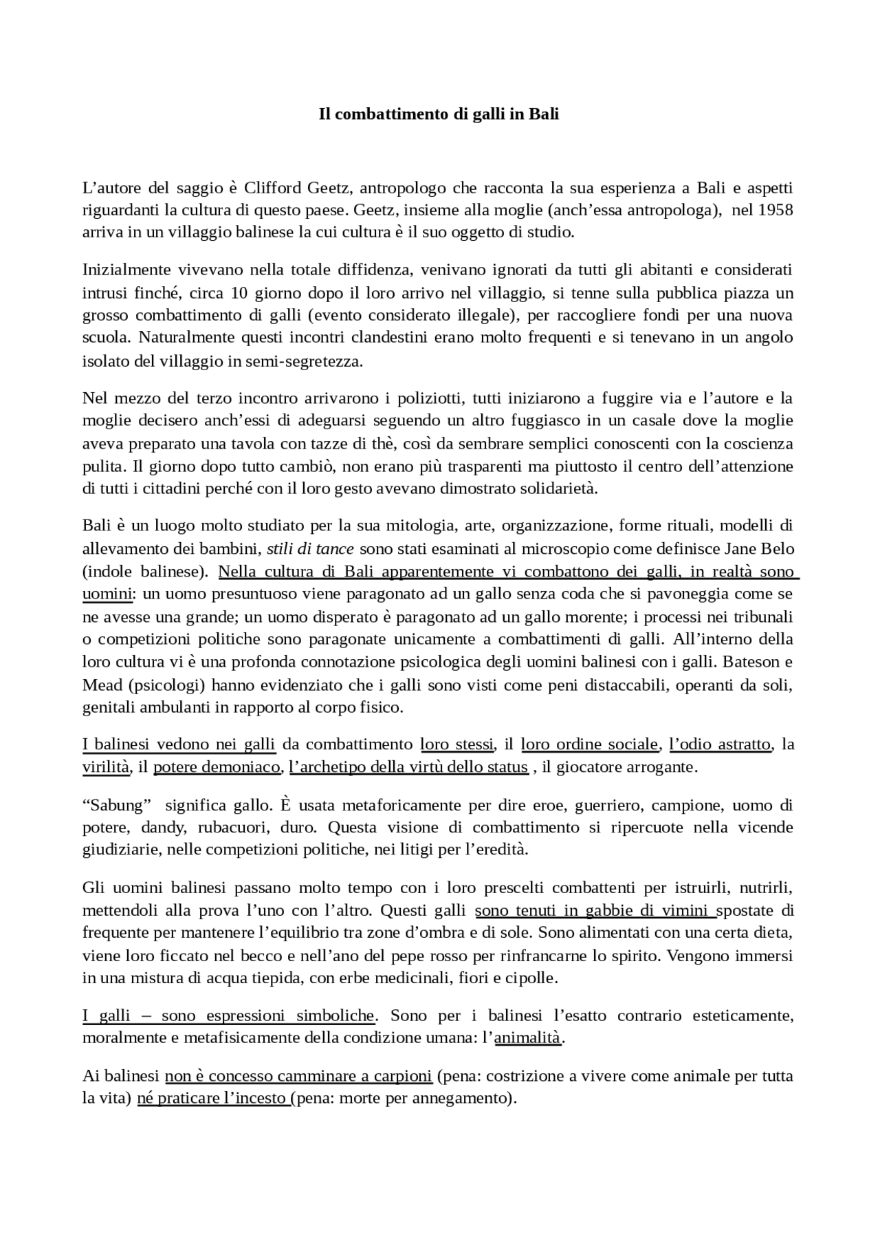 IL COMBATTIMENTO DEI GALLI: SIGNIFICATI PROFONDI DI UN RITO - Docsity