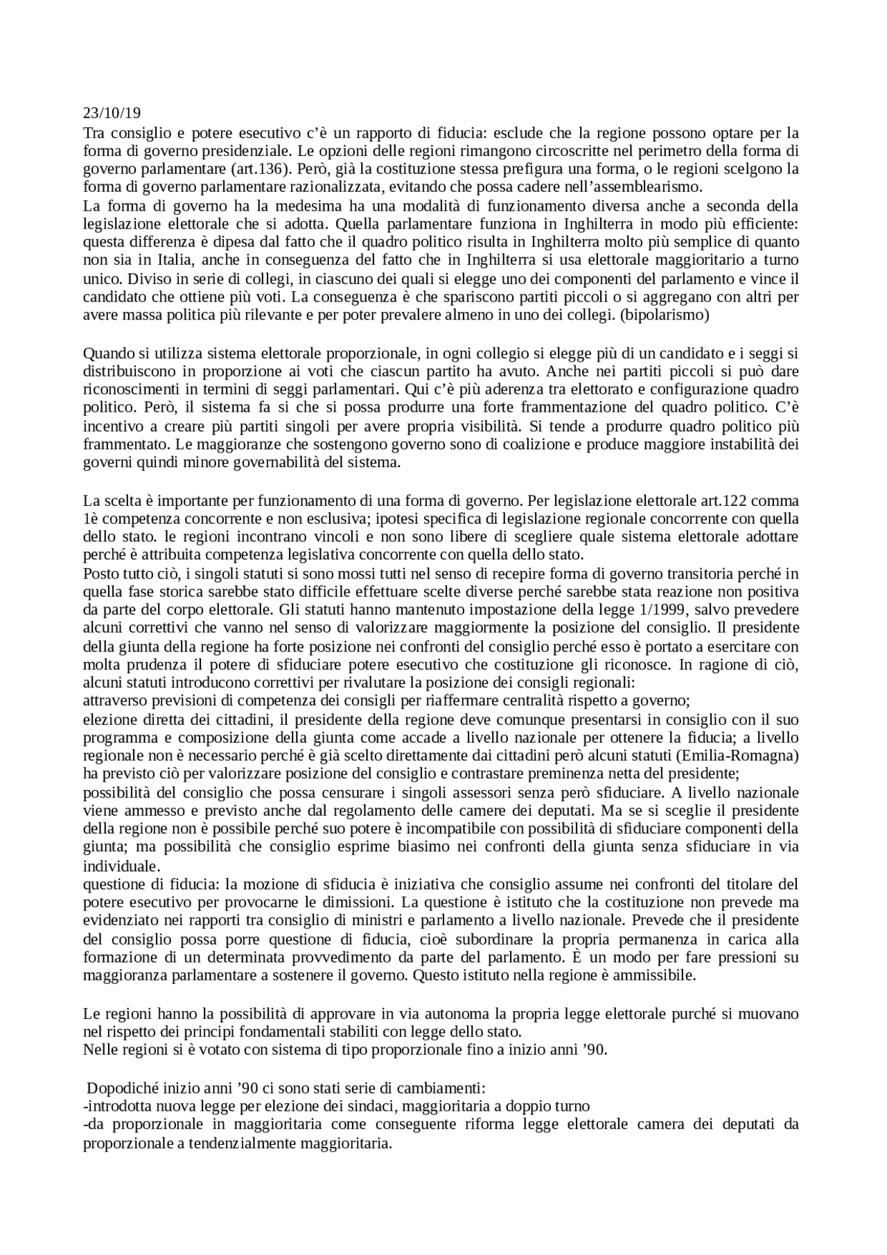 Appunti Diritto Regionale Docsity