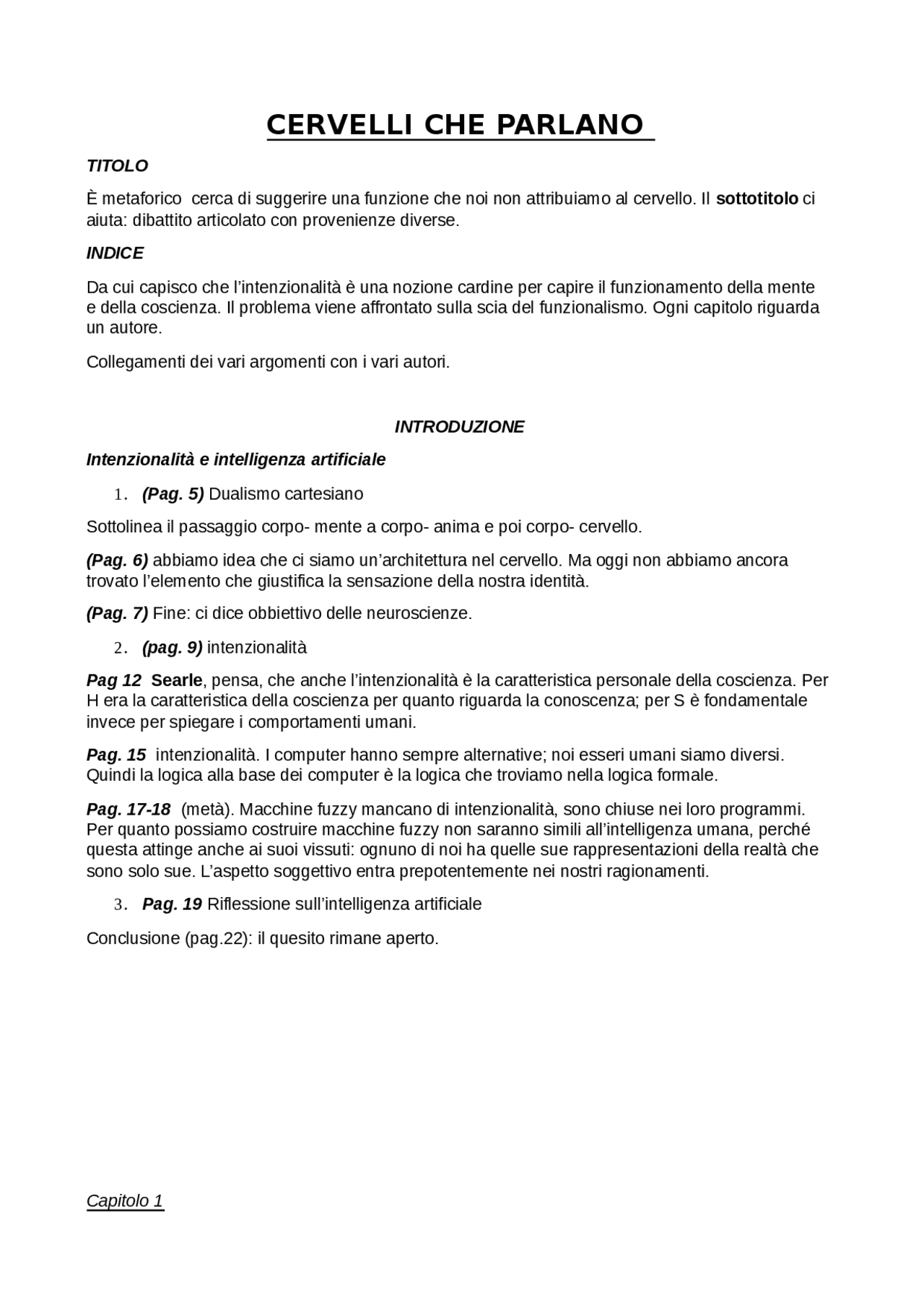 Cervelli che parlano - Docsity