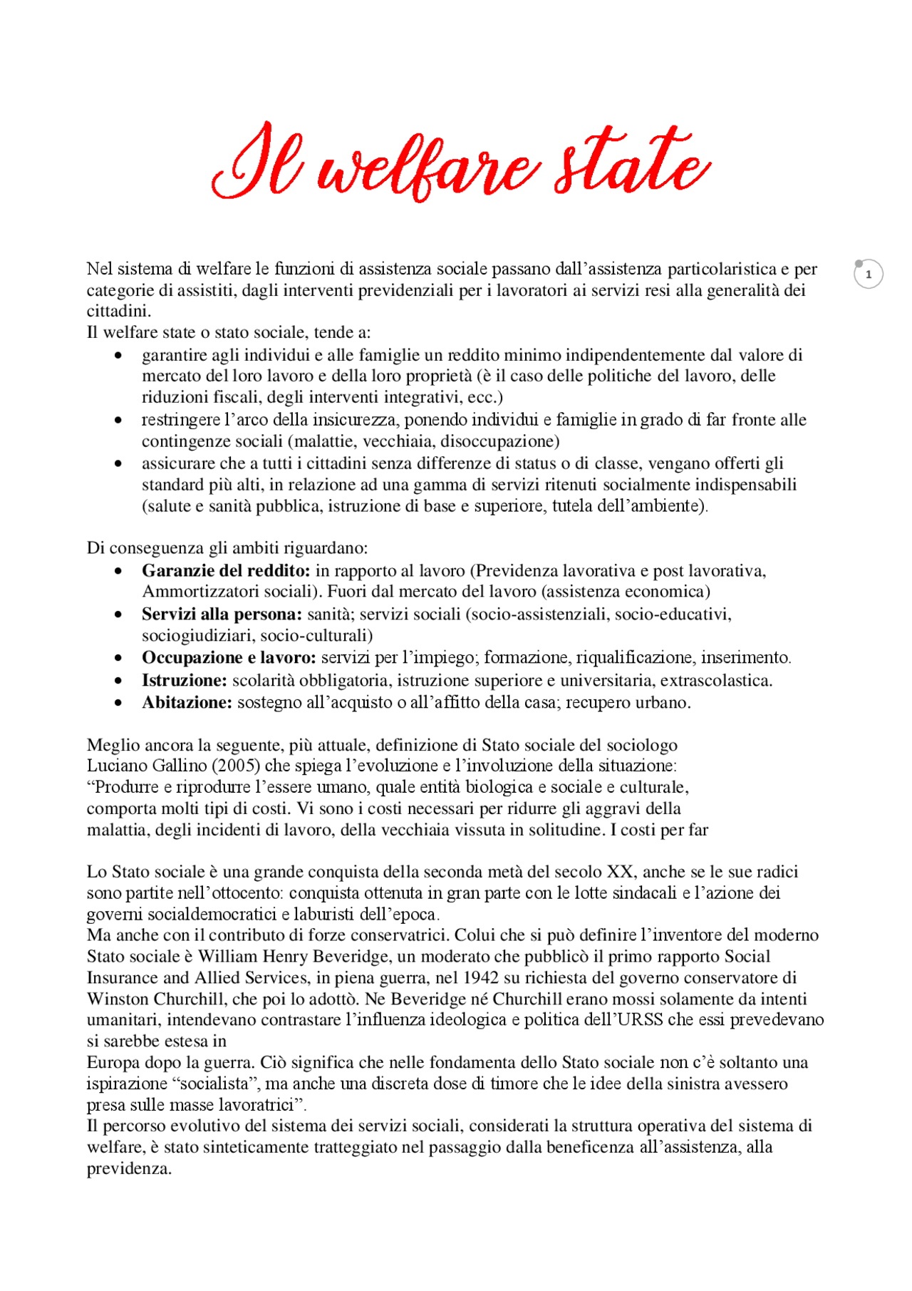 Il Welfare State Riassunto Per Lesame Di Stato Albo B Appunti Di