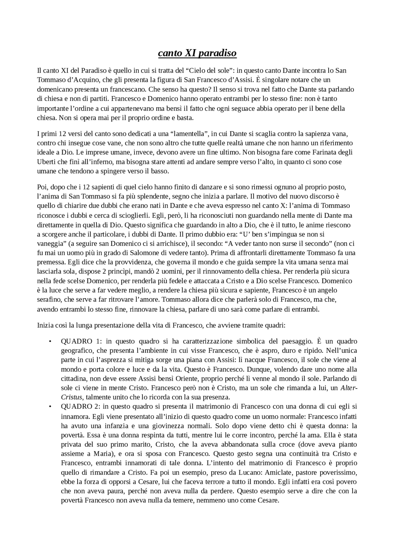 Canto Xi Paradiso Dante Docsity